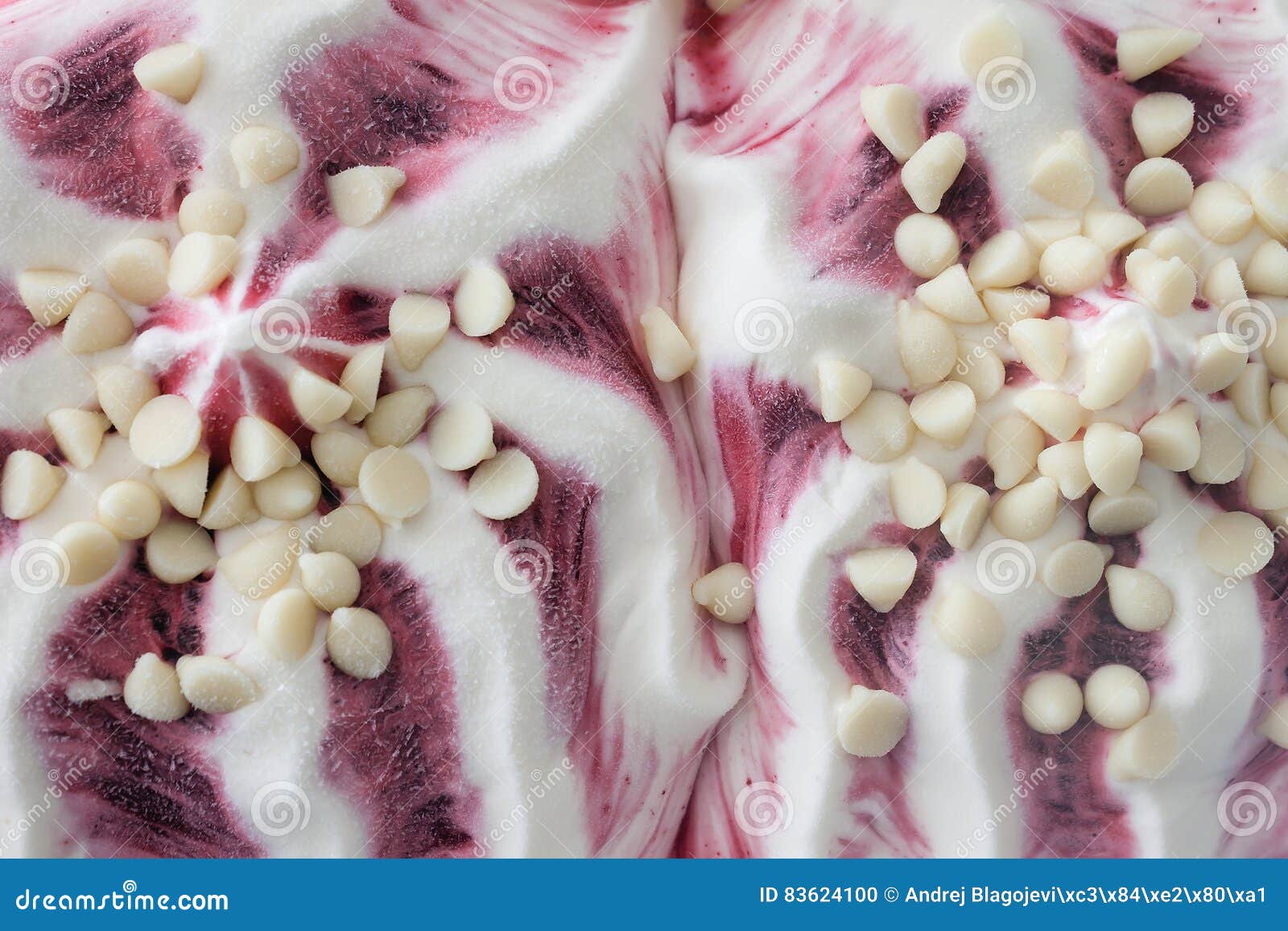 Forest Fruit Ice Cream with White Chocolate, Top Shot Stock Photo ...