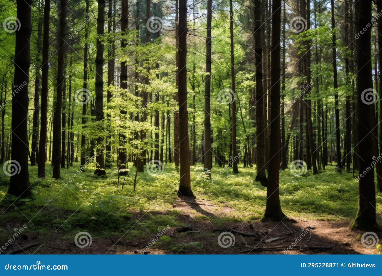A Forest Full of Standing Trees Stock Image - Image of generated ...