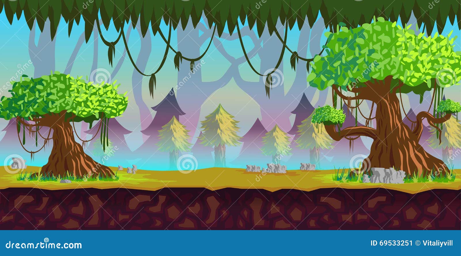 Forest Game Background ilustração do vetor. Ilustração de projeto ...