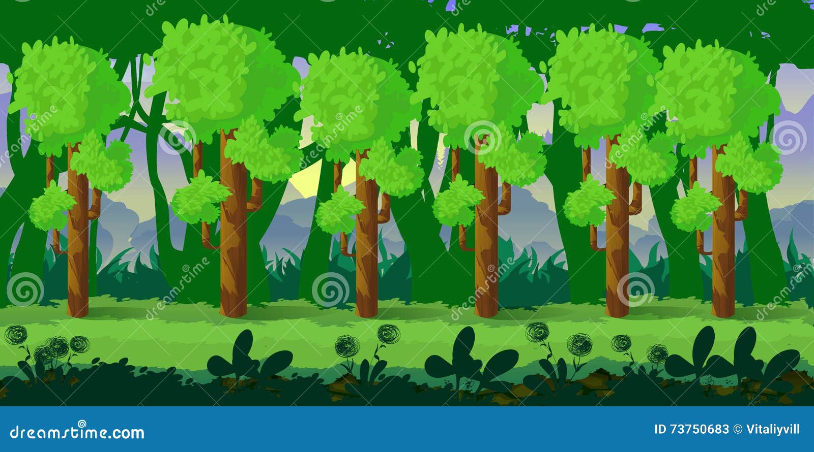 Forest Game Background 2d Application. Vector Design. | CartoonDealer ...