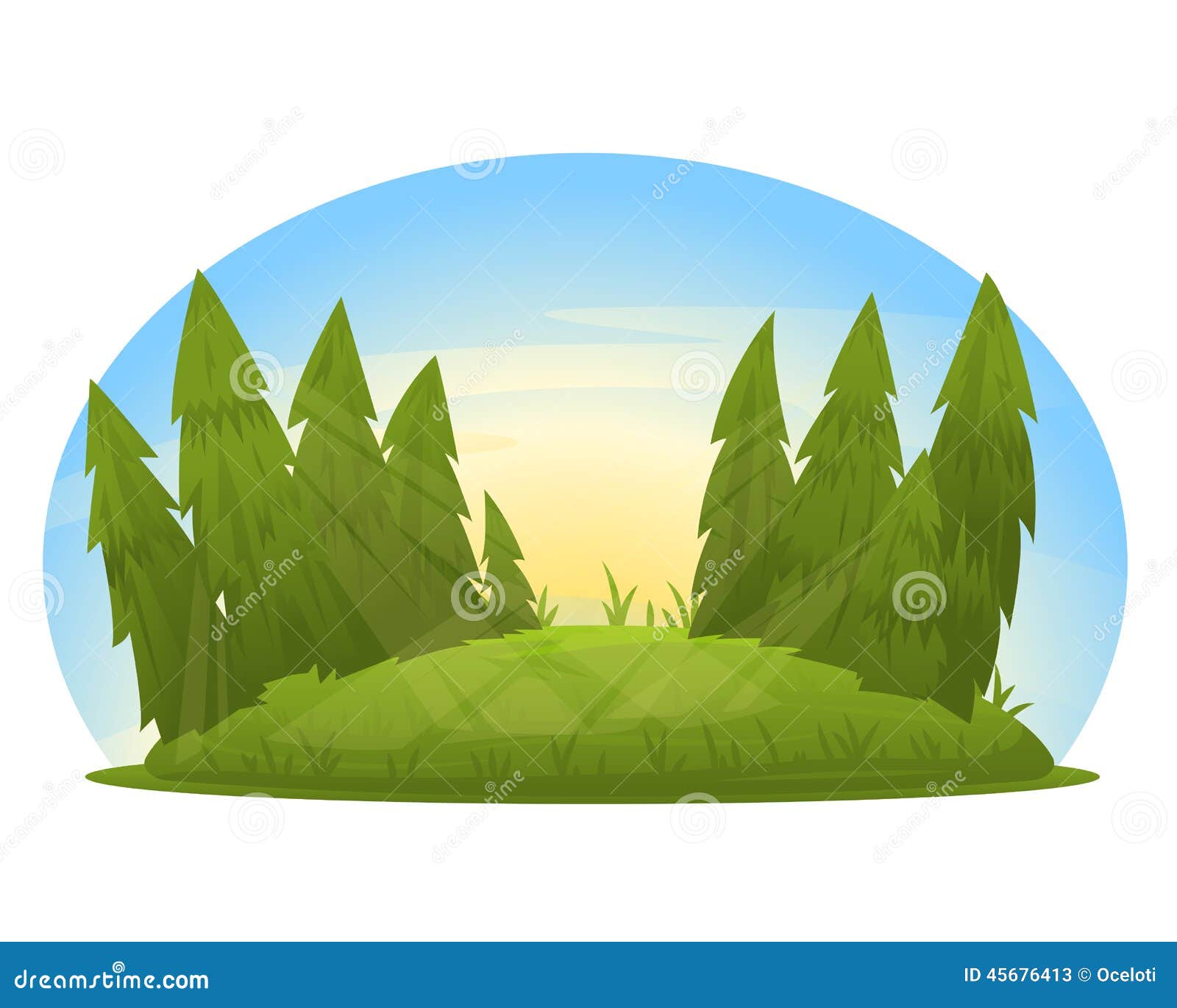 Forest Glade stock vector. Illustration of cloud, rural - 45676413