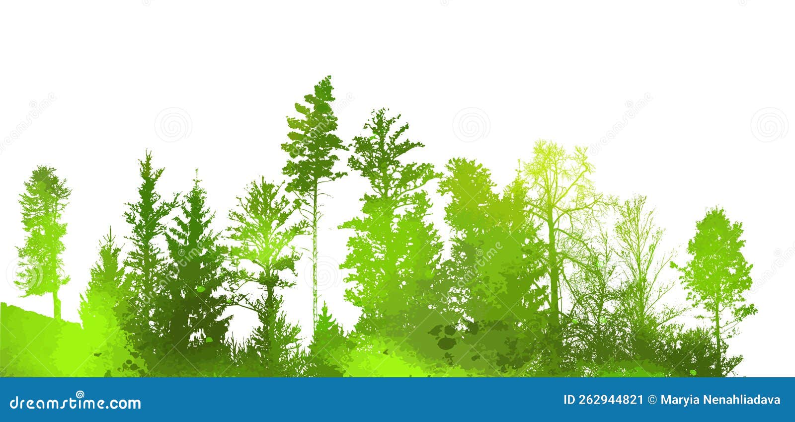 Forest Green Silhouette . Tree Silhouette Panorama. Vector Illustration ...