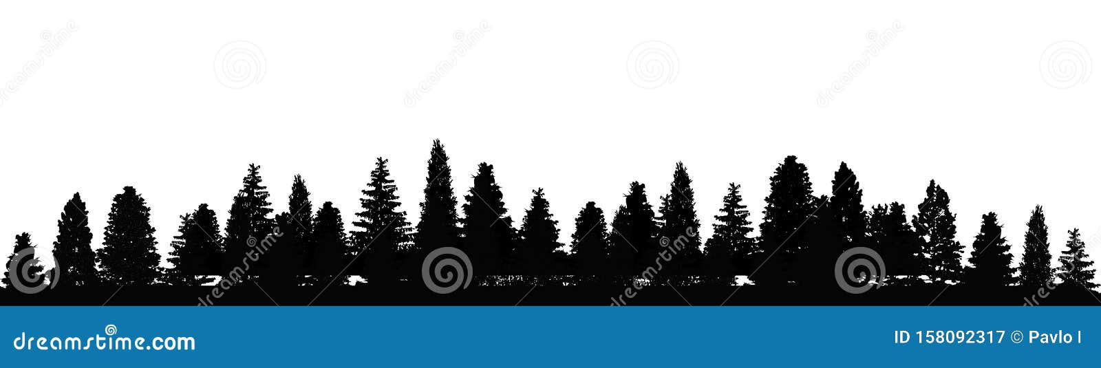 Forest, Group of Trees Silhouettes - Vector Stock Vector - Illustration ...