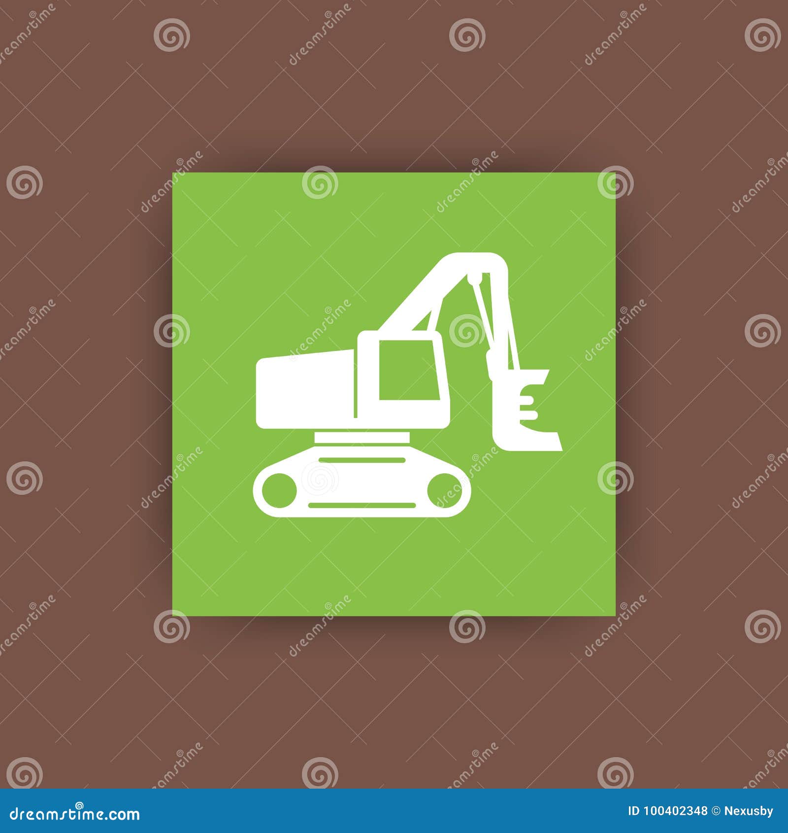 Forest Harvester Icon Track Feller Buncher Cartoon Vector 100403007