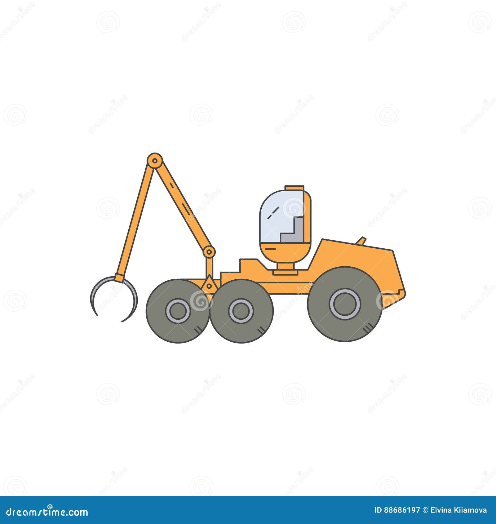 Forest Harvester Icon Timber Harvesting Machine Cartoon Vector 100402549