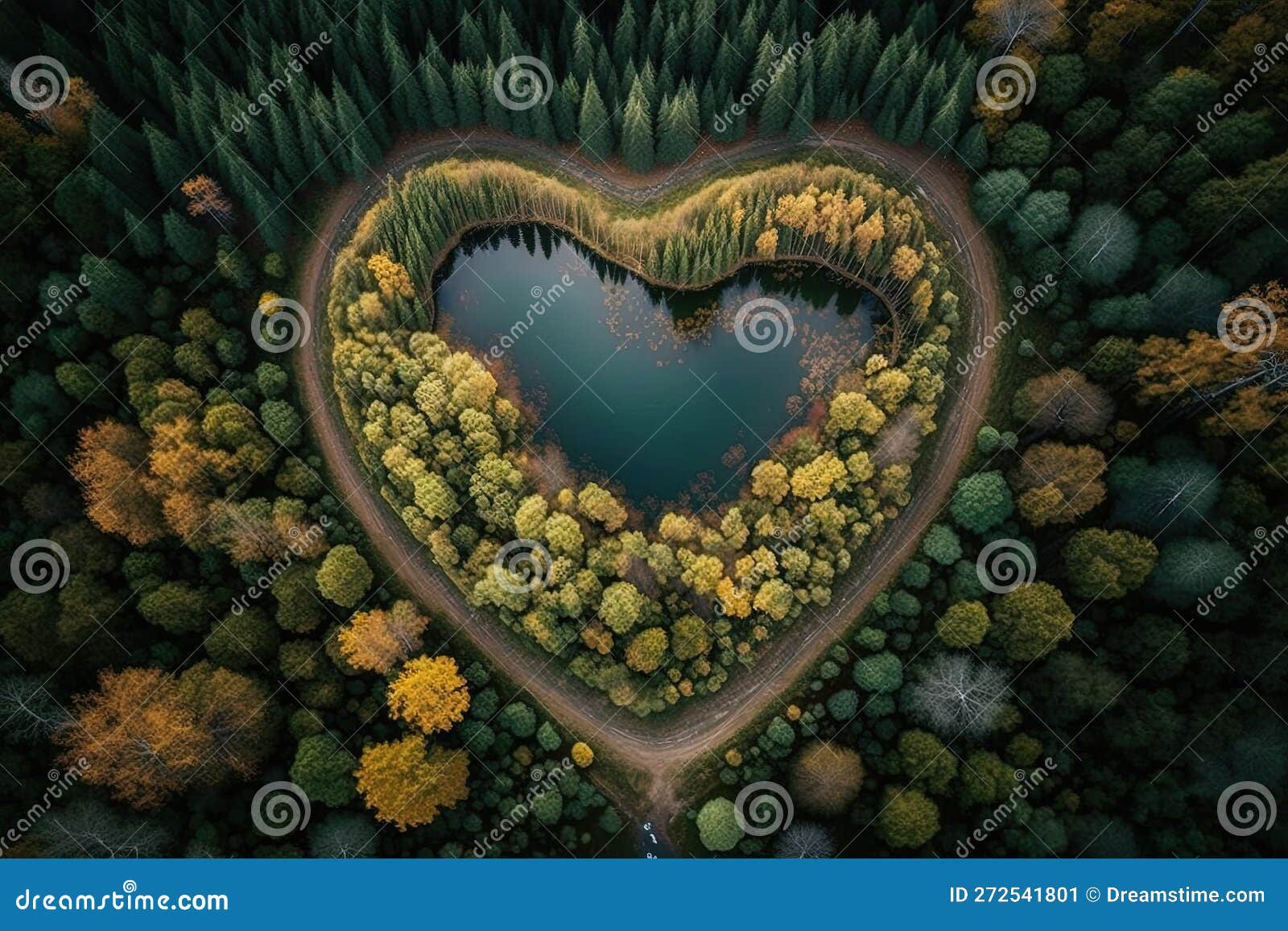 Forest Heart Shape Aerial Top View Illustration Generative Ai Stock ...