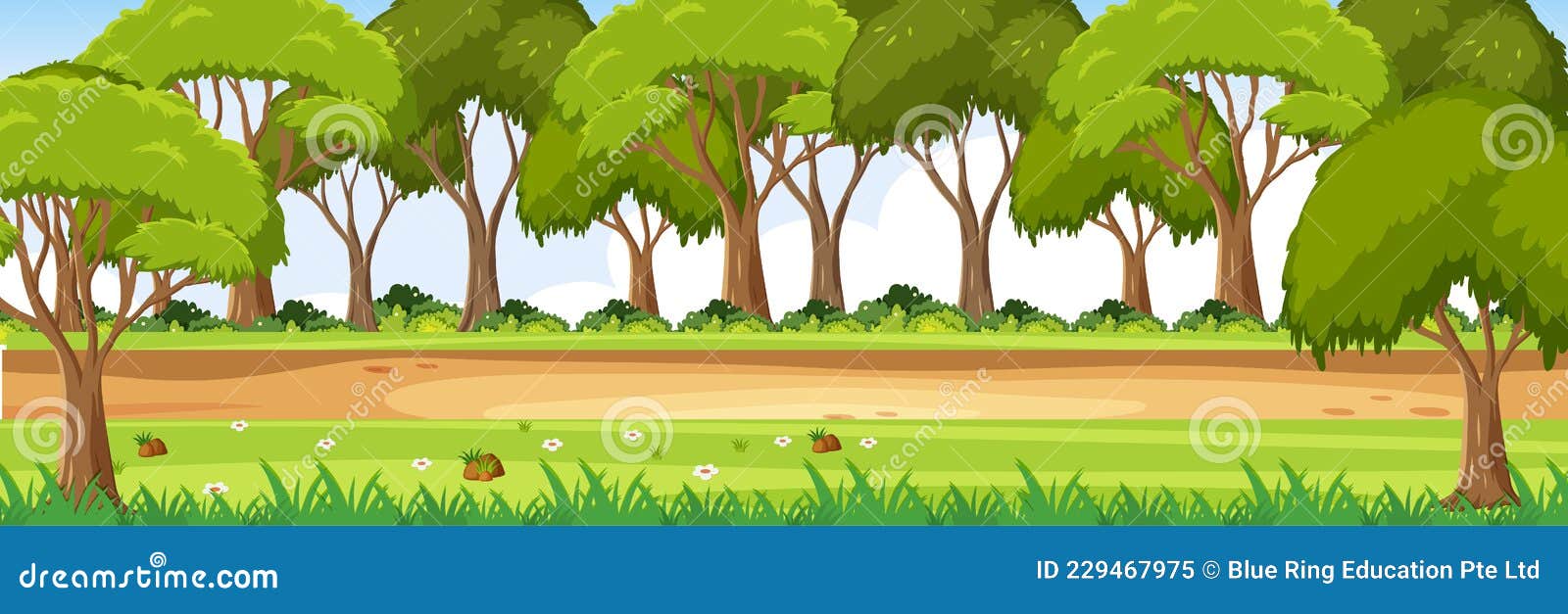 Forest Horizontal Landscape Scene Stock Vector - Illustration of forest ...