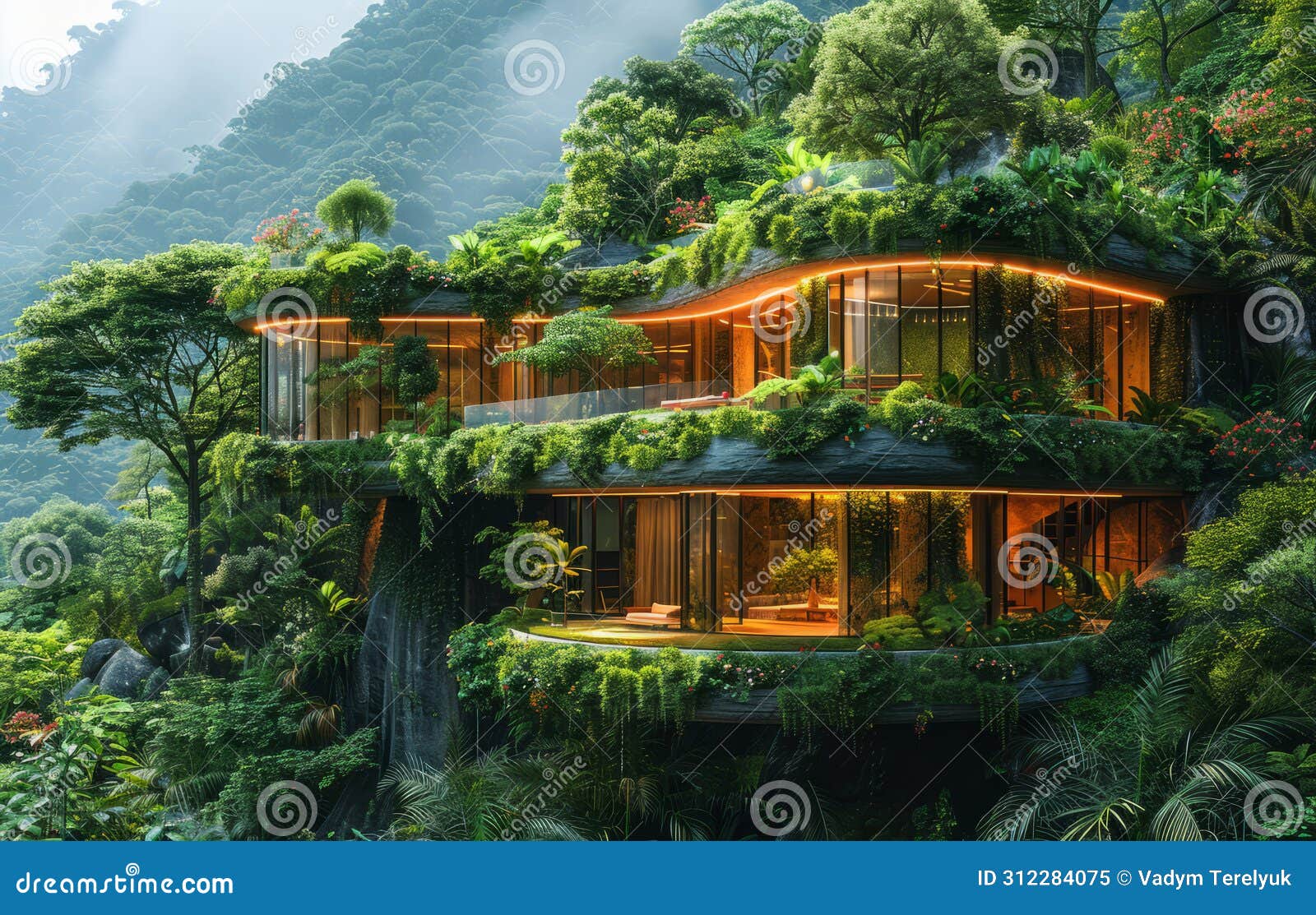 Forest Hotel and Resort in the Mountains Stock Image - Image of plant ...