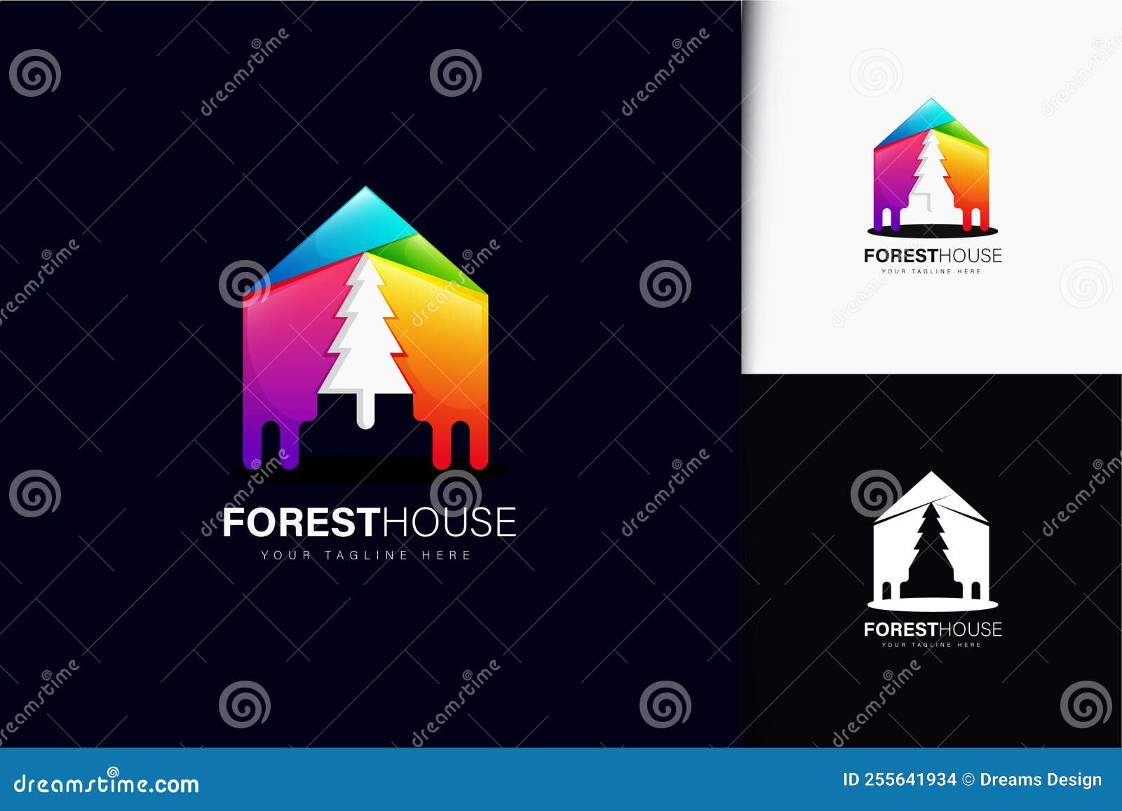 Forest House Logo Design with Gradient Stock Vector - Illustration of ...