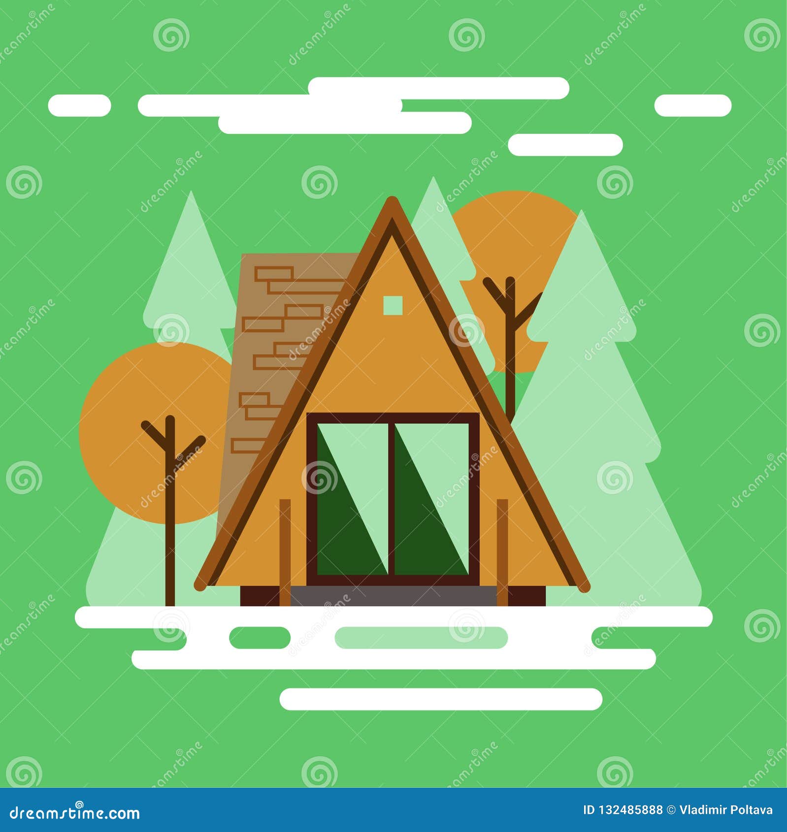 Forest House 2019 stock vector. Illustration of facade - 132485888