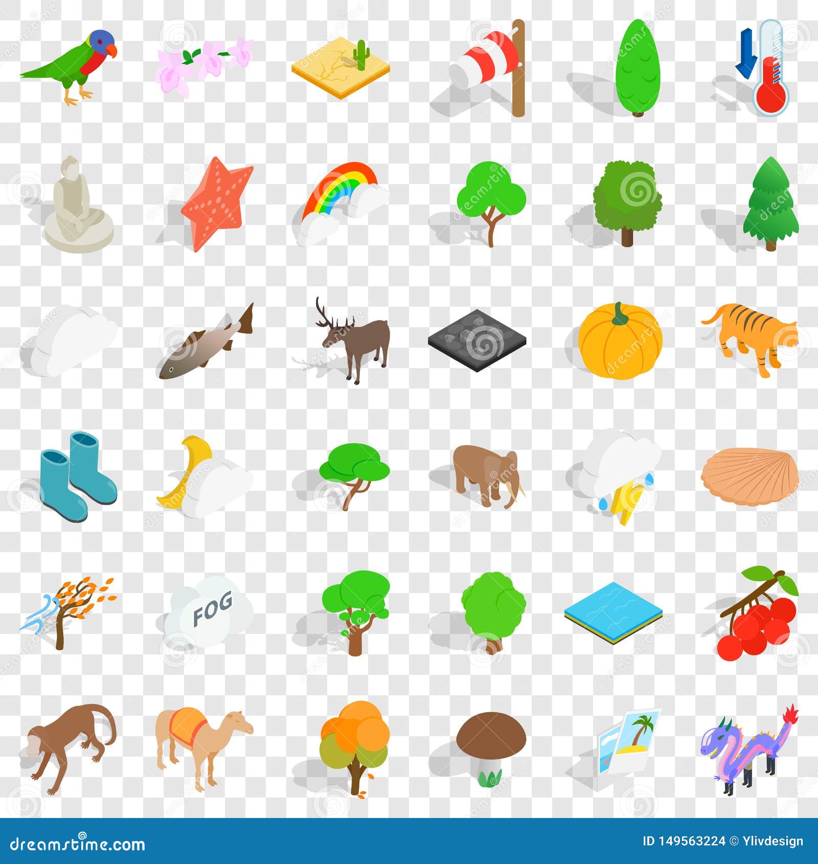 Forest Icons Set, Isometric Style Stock Vector - Illustration of deer ...