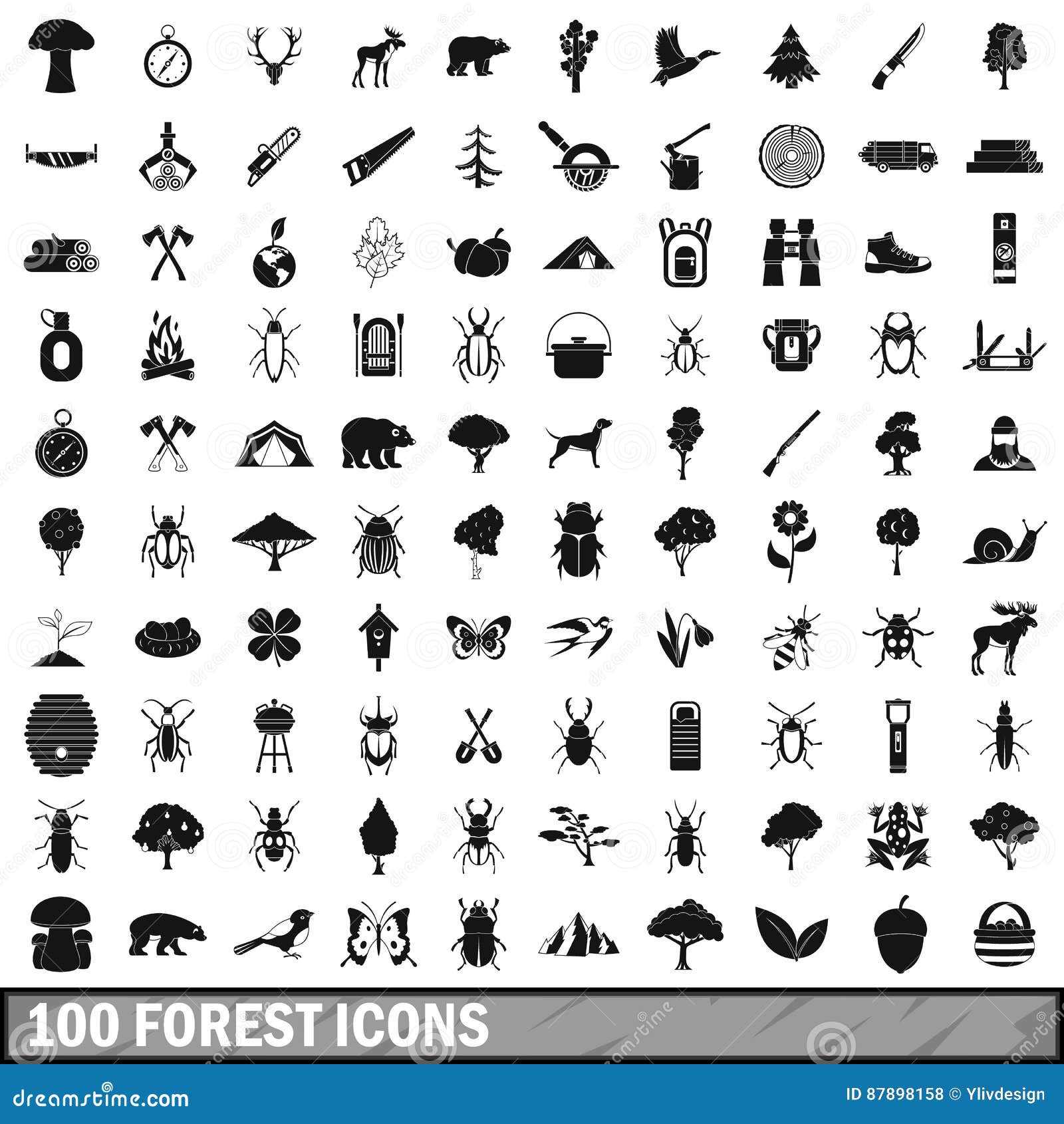 Forest Icons, Geometric Proportions Cartoon Vector | CartoonDealer.com ...
