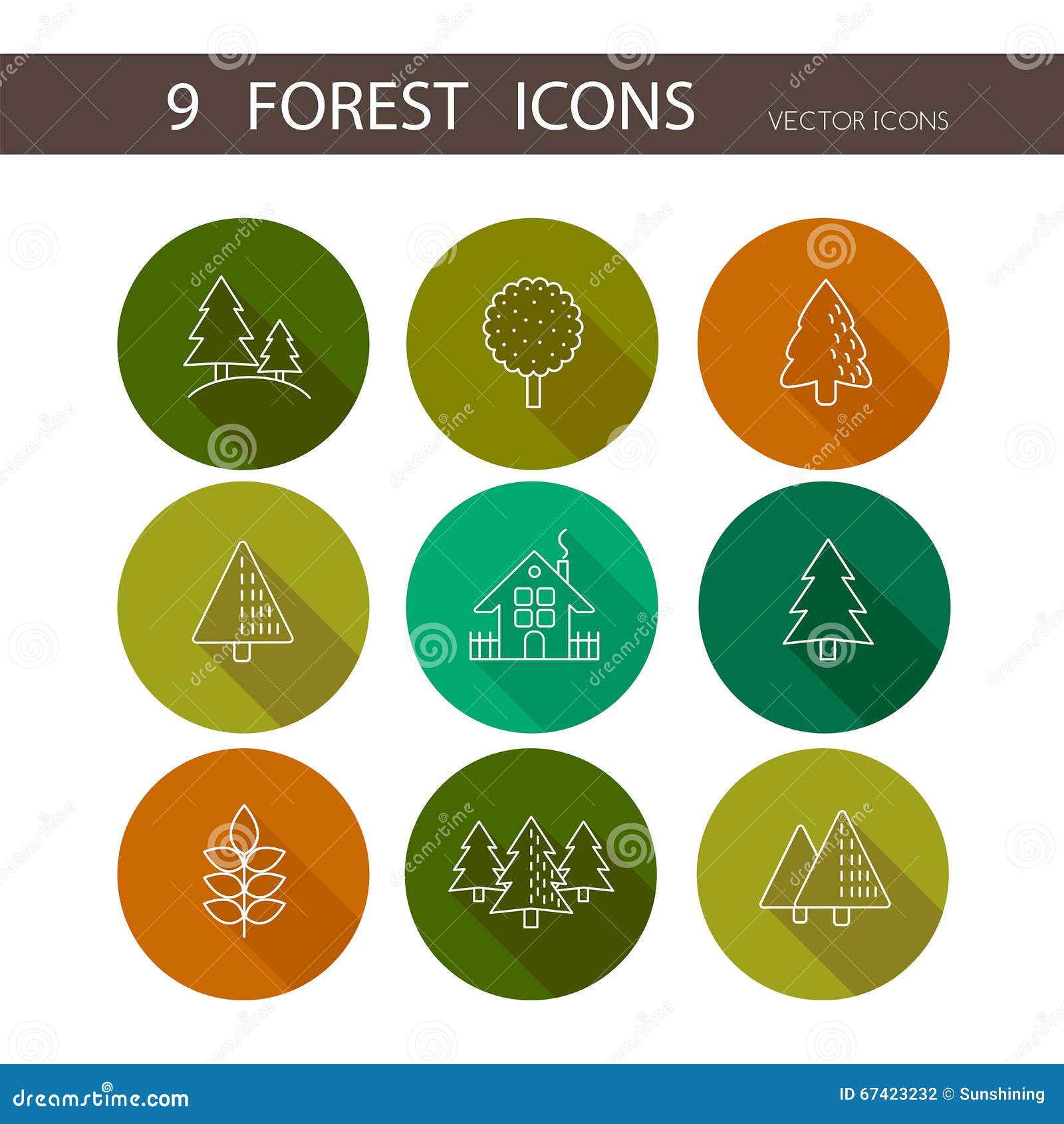 Forest Icons Set Vector. Trees Icons.Vector Stock Vector - Illustration ...