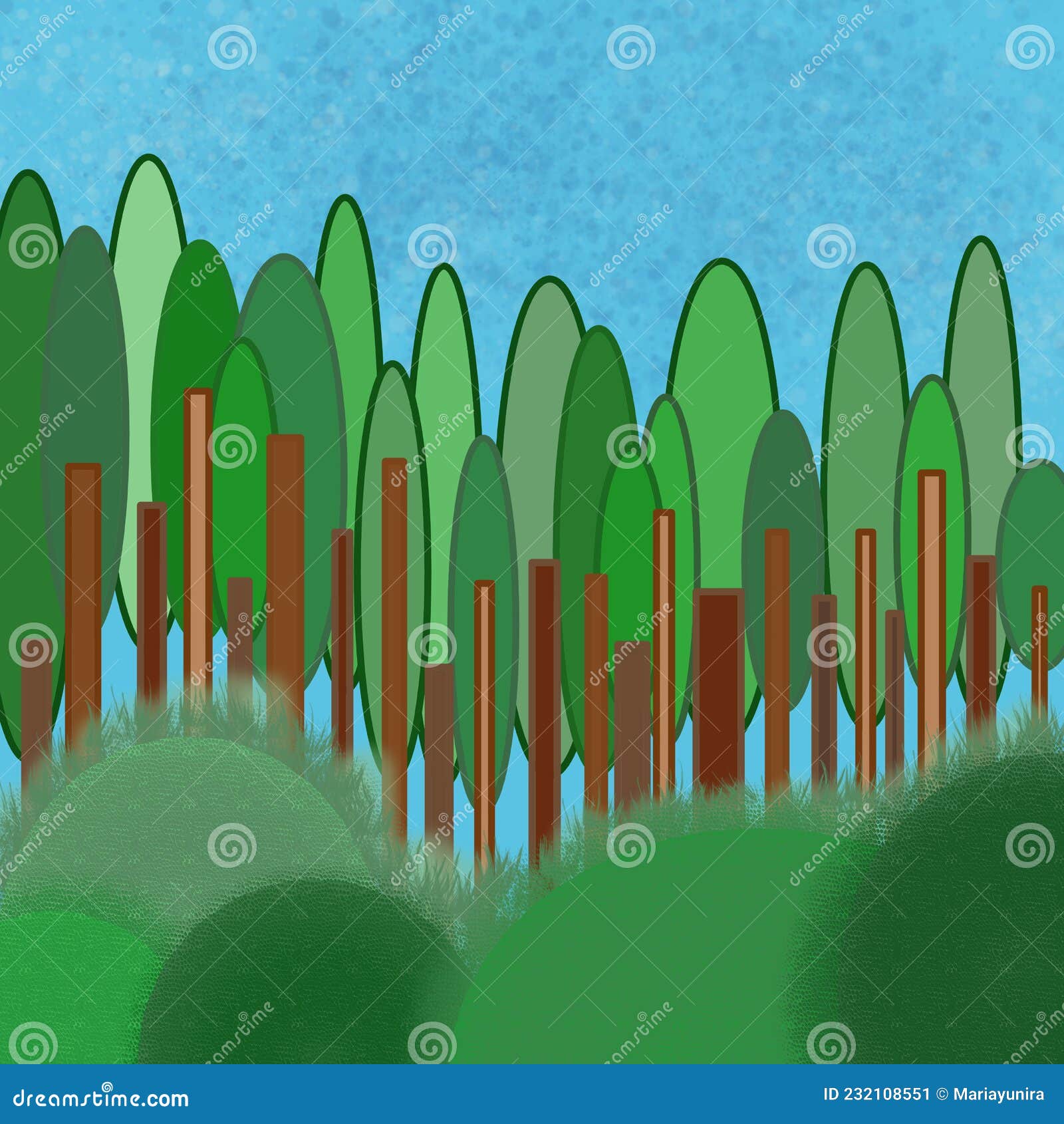 Forest Illustration in Simple Style Stock Image - Image of simple ...