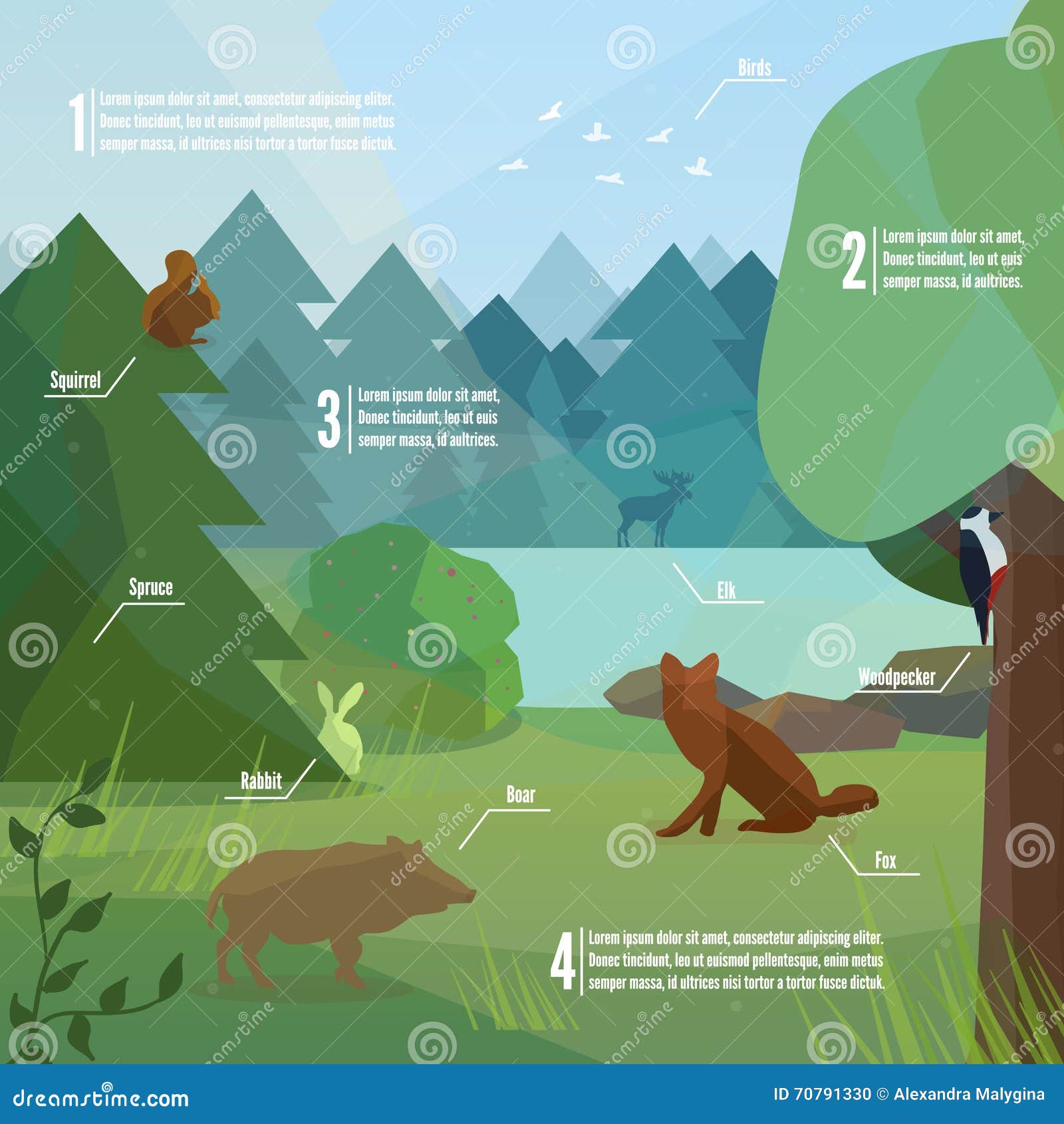 Forest Infographic in Low Polygon Style Stock Vector - Illustration of ...