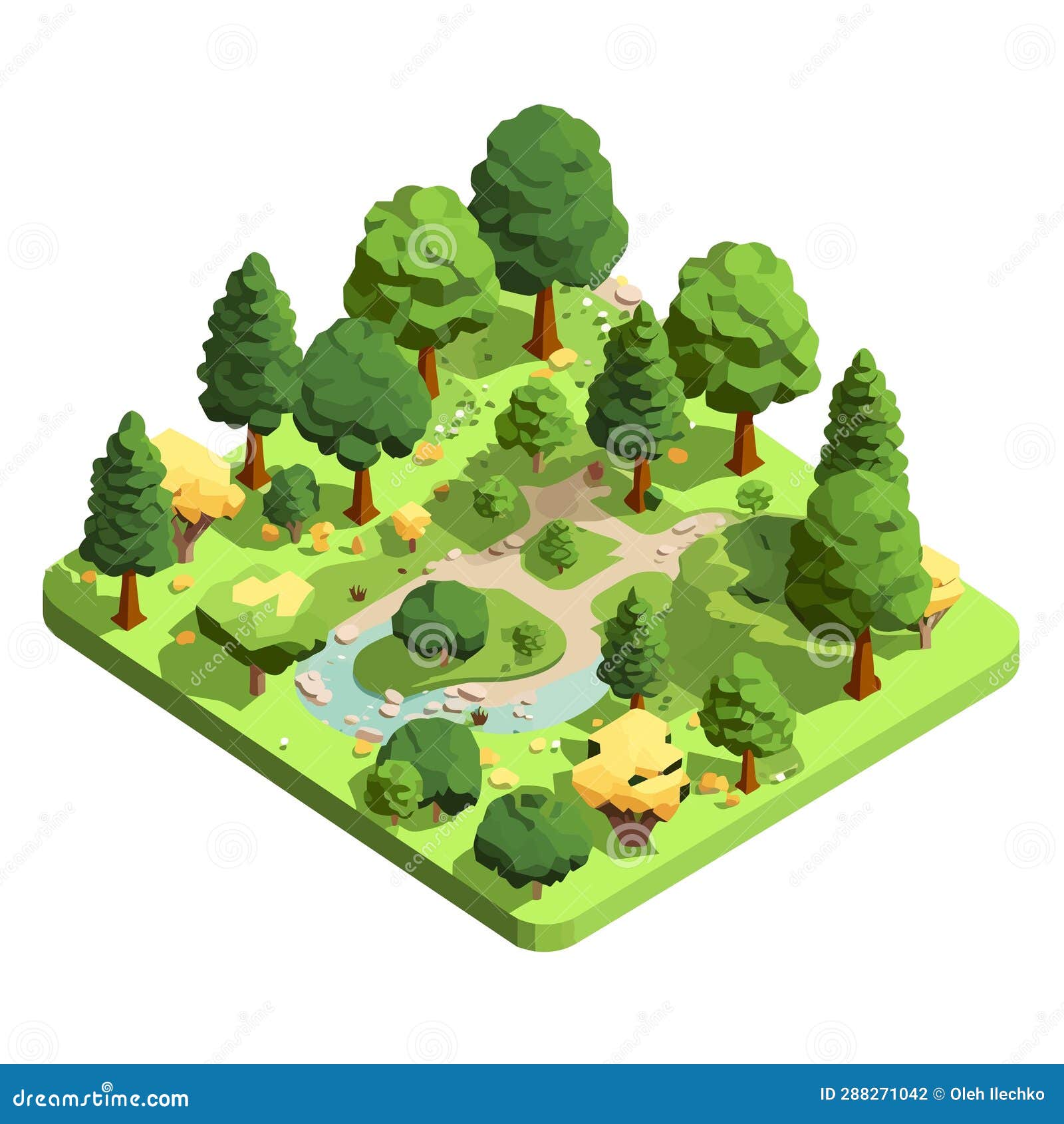 Forest Isometric Vector Flat Minimalistic Isolated Illustration ...
