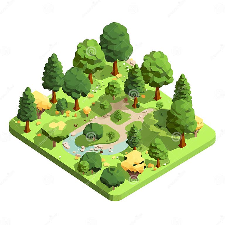 Forest Isometric Vector Flat Minimalistic Isolated Illustration ...