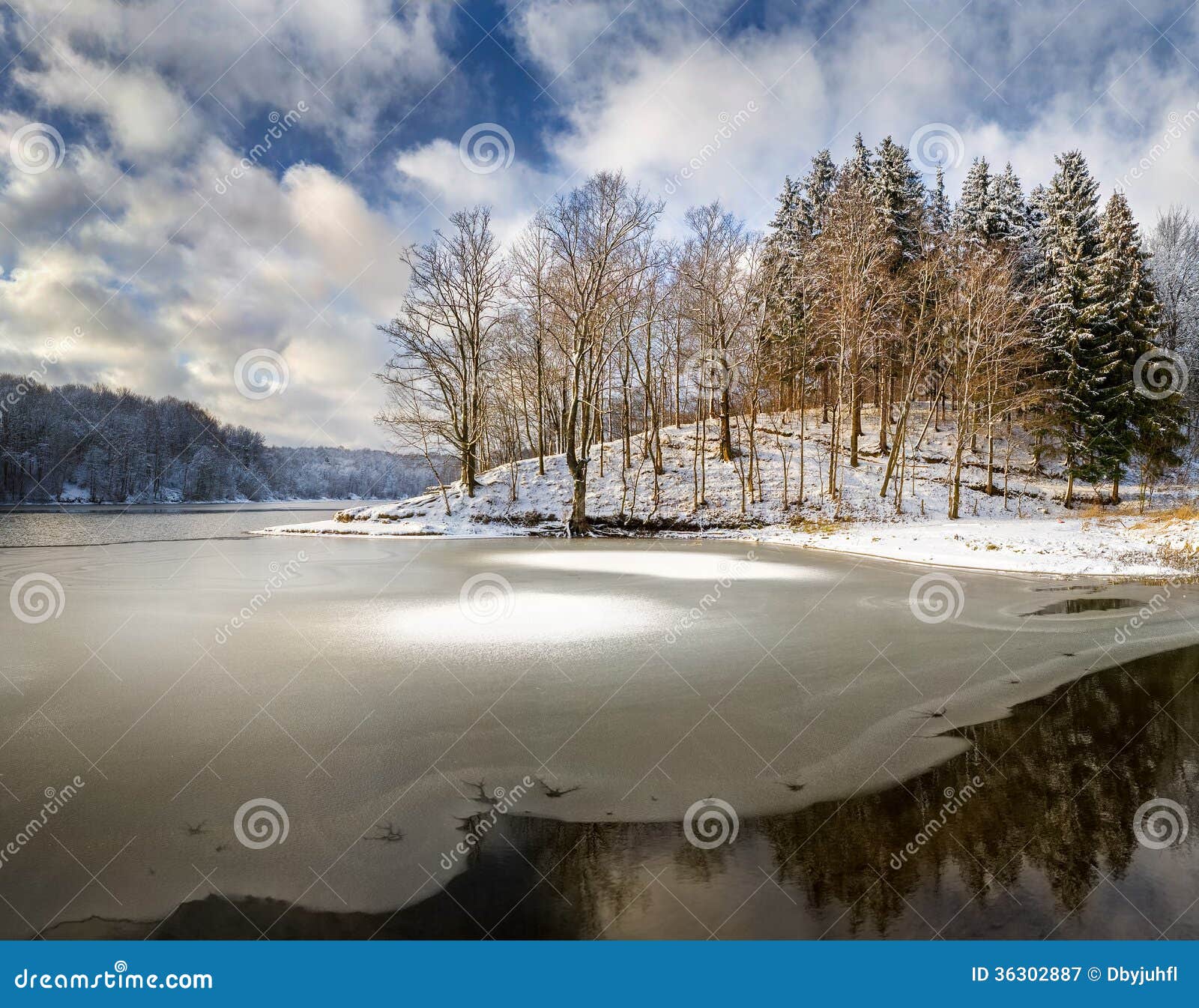 Forest lake in winter stock image. Image of landscapes - 36302887
