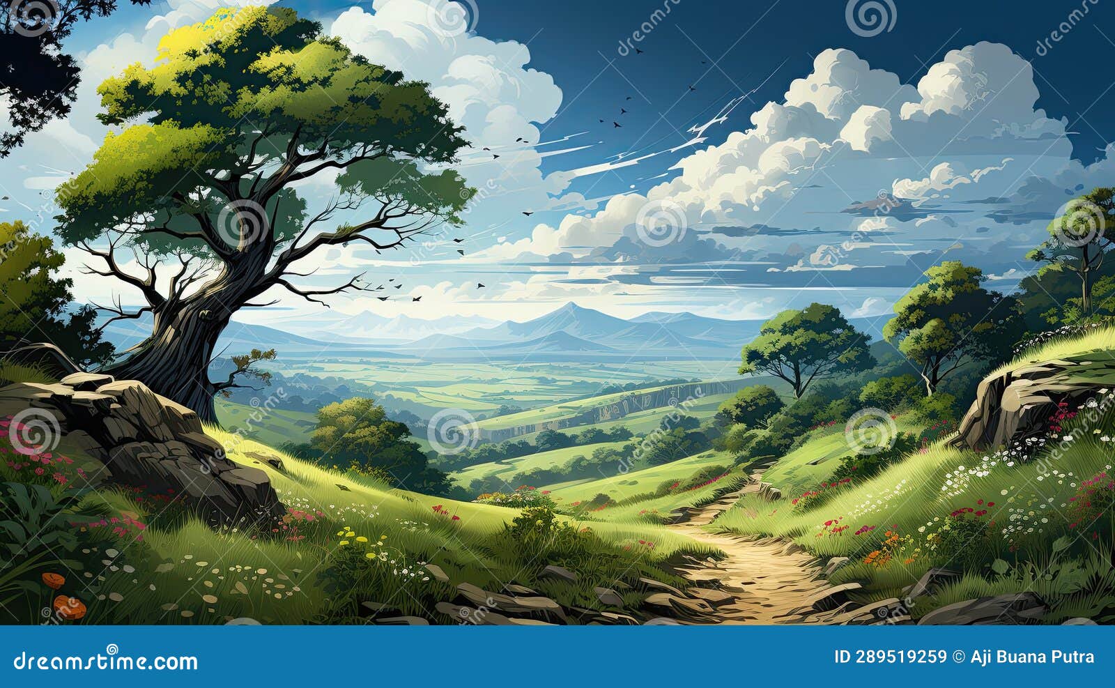 Forest Landscape Background with Complementing Tree and Plant ...