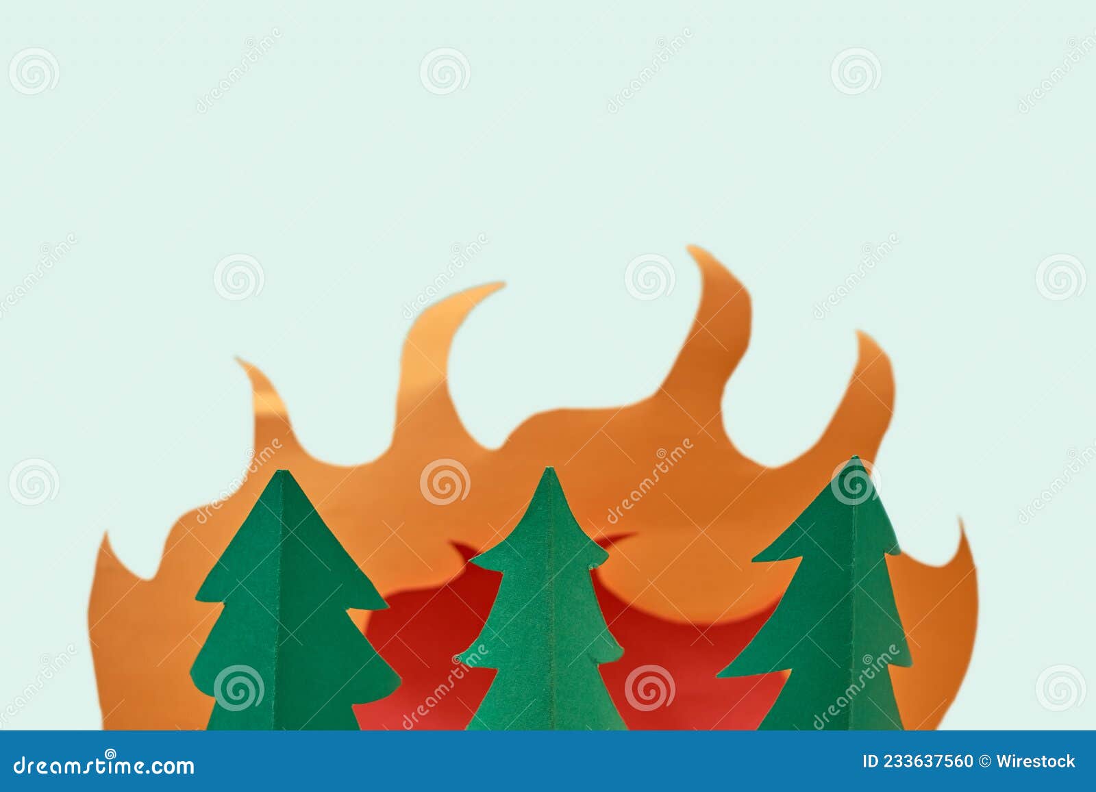 Forest Landscape in Forest Fire. Concept Art with Paper Stock Photo ...