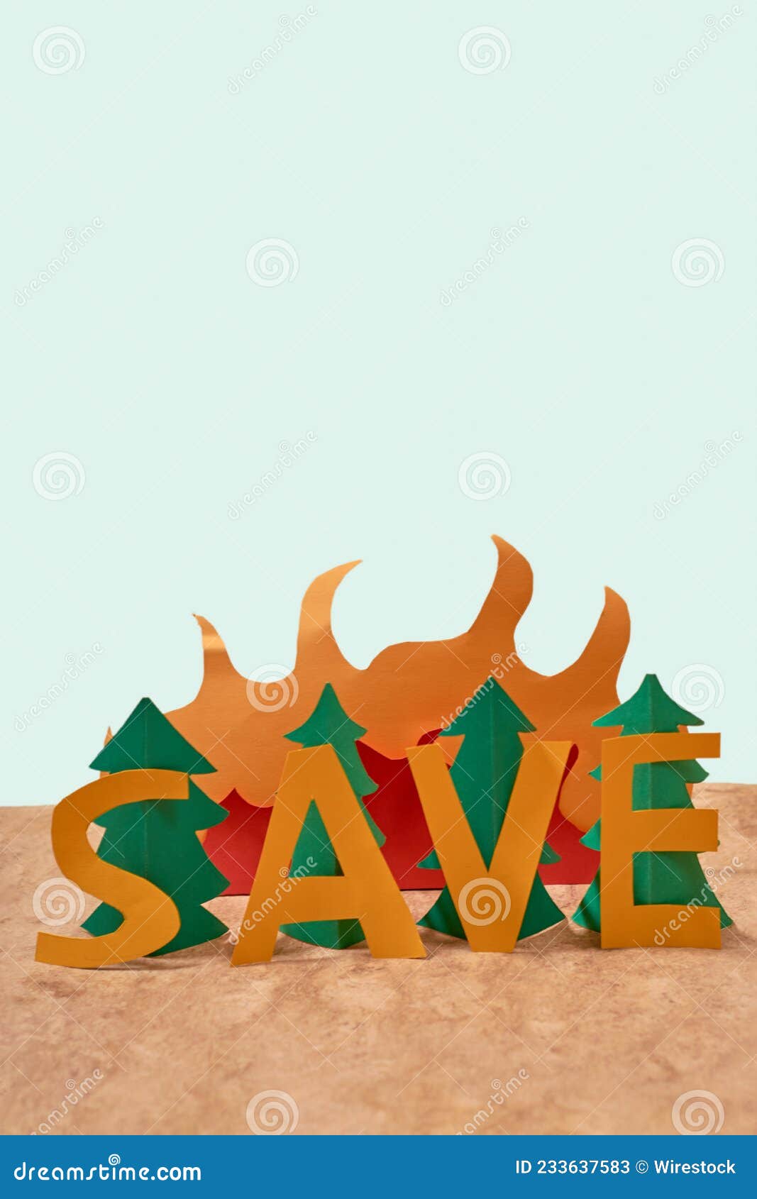 Forest Landscape in Forest Fire. Concept Art with Paper Stock Image ...