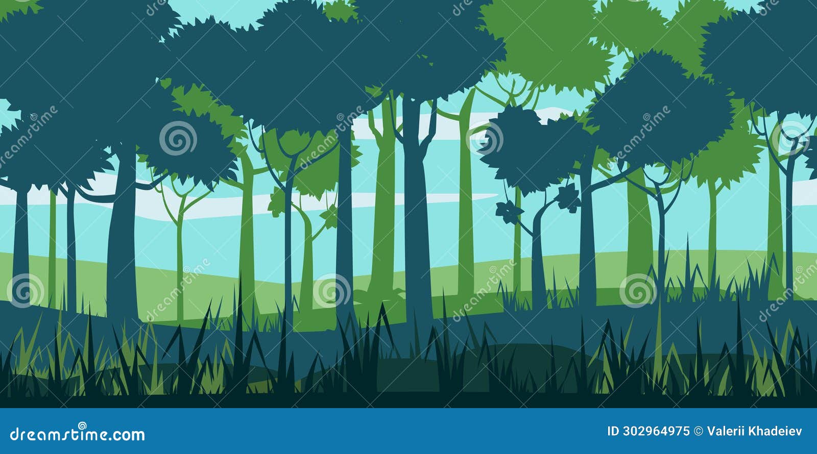 Forest Landscape Horizontal Seamless Illustration Stock Illustration ...