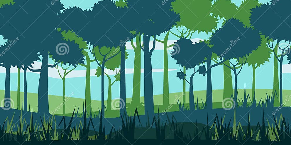 Forest Landscape Horizontal Seamless Illustration Stock Illustration ...