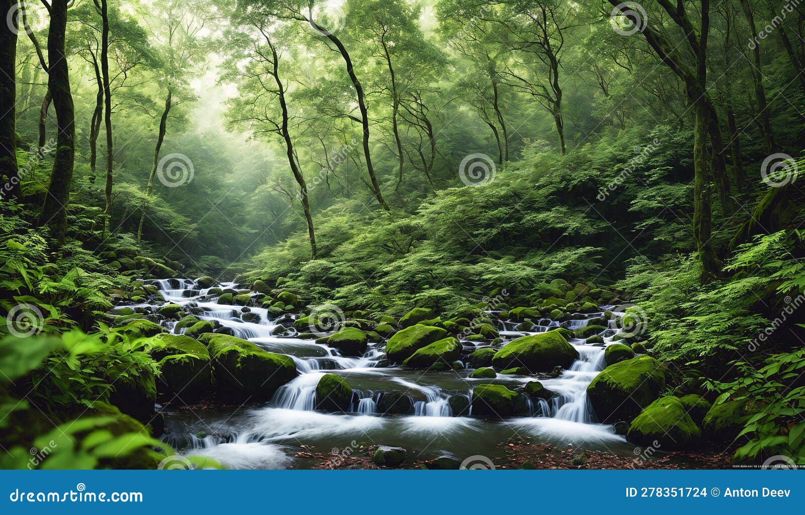 Forest Landscape. Mysterious Green Forest. Impressive Nature Background ...