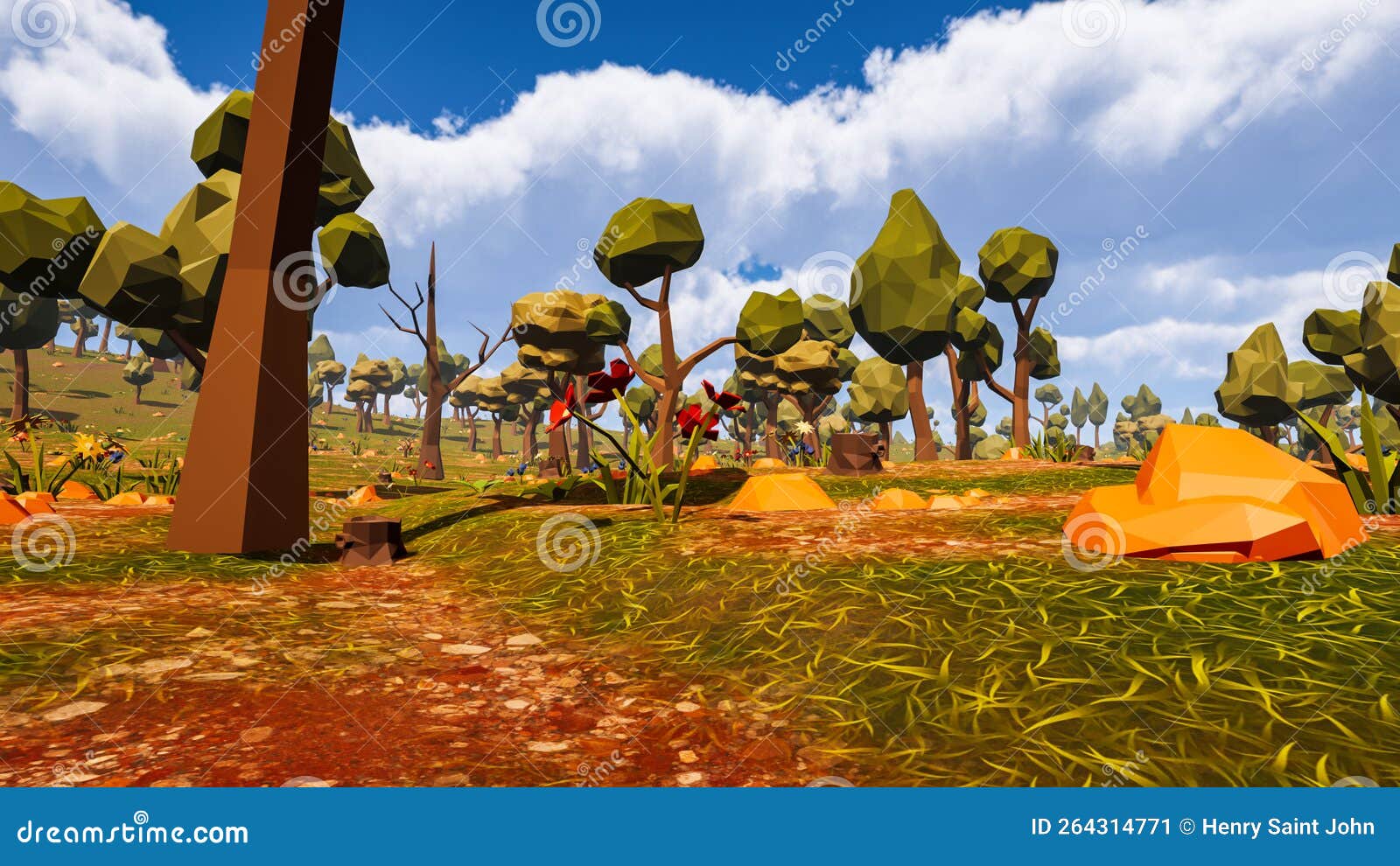 Forest Landscape of a Natural and Virtual Environment Design 3d Render ...