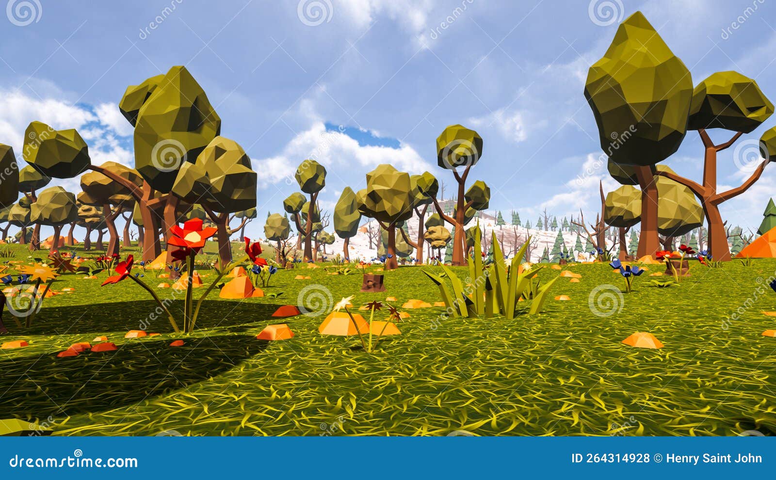Forest Landscape of a Natural and Virtual Environment Design 3d Render ...