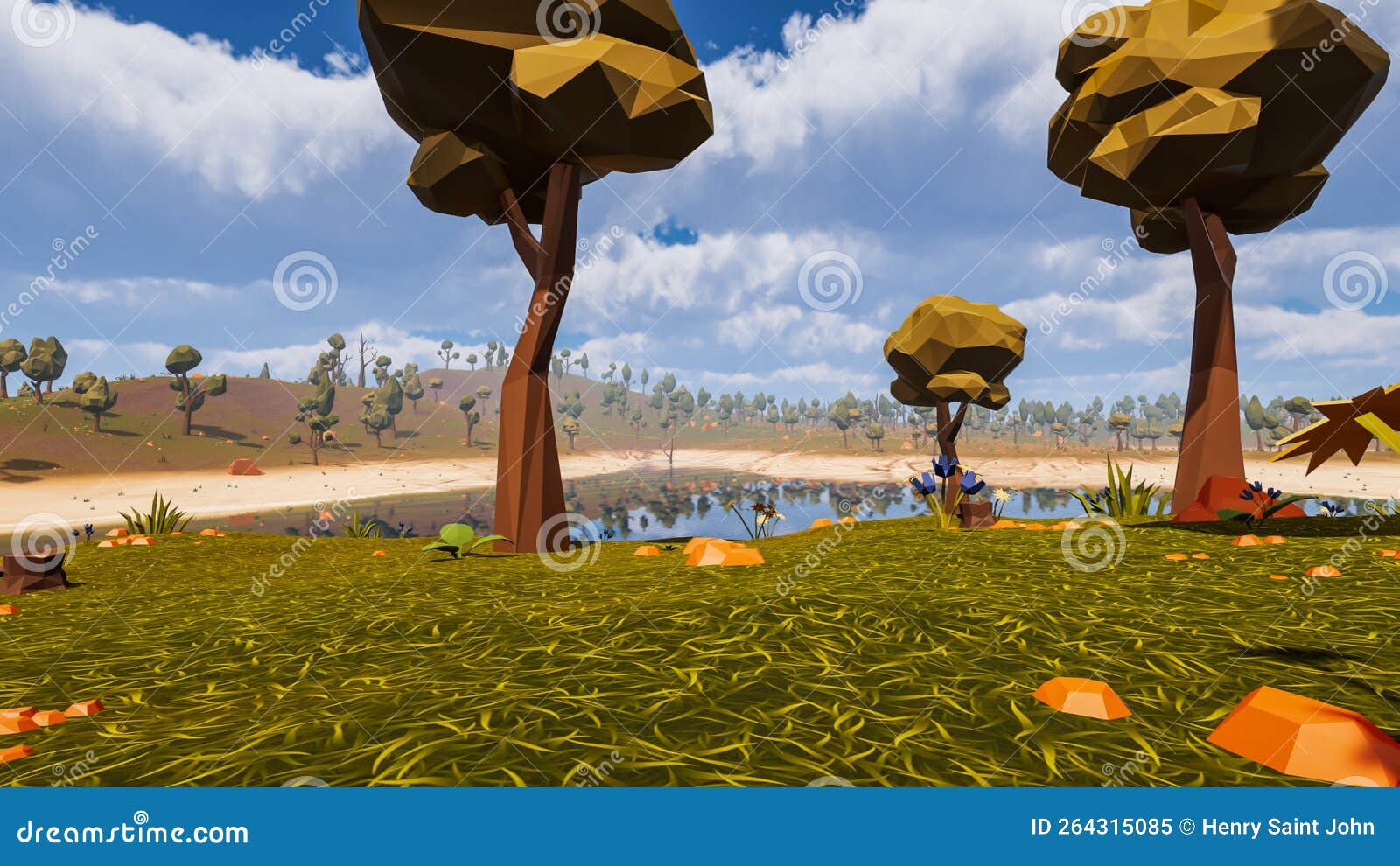 Forest Landscape of a Natural and Virtual Environment Design 3d Render ...