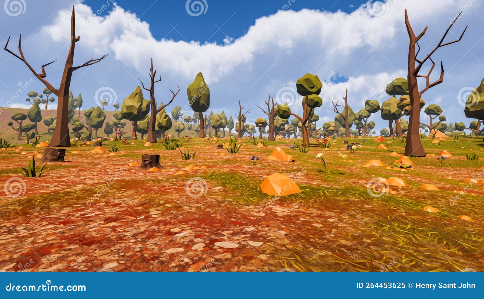 Forest Landscape of a Natural and Virtual Environment Design 3d Render ...