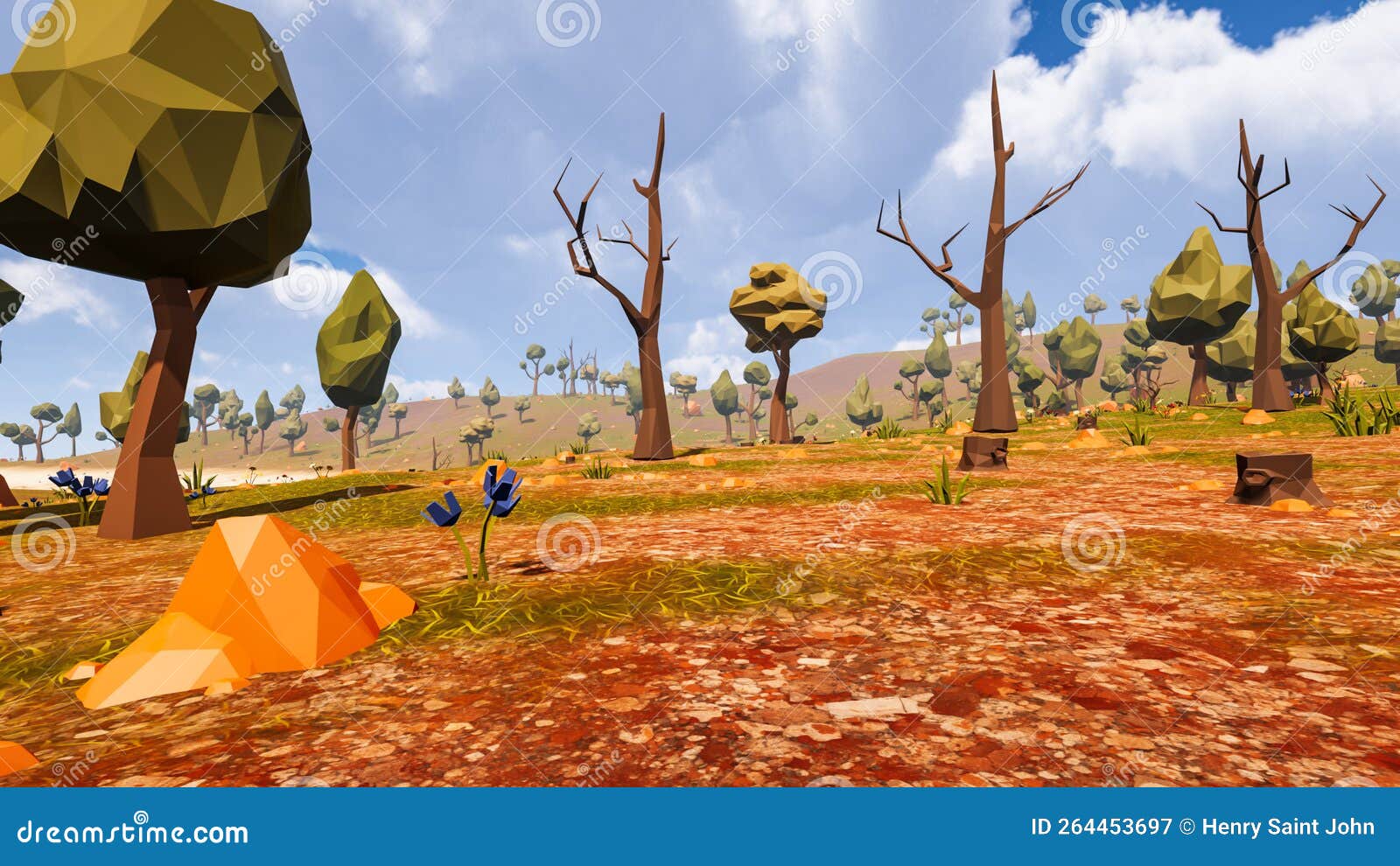Forest Landscape of a Natural and Virtual Environment Design 3d Render ...