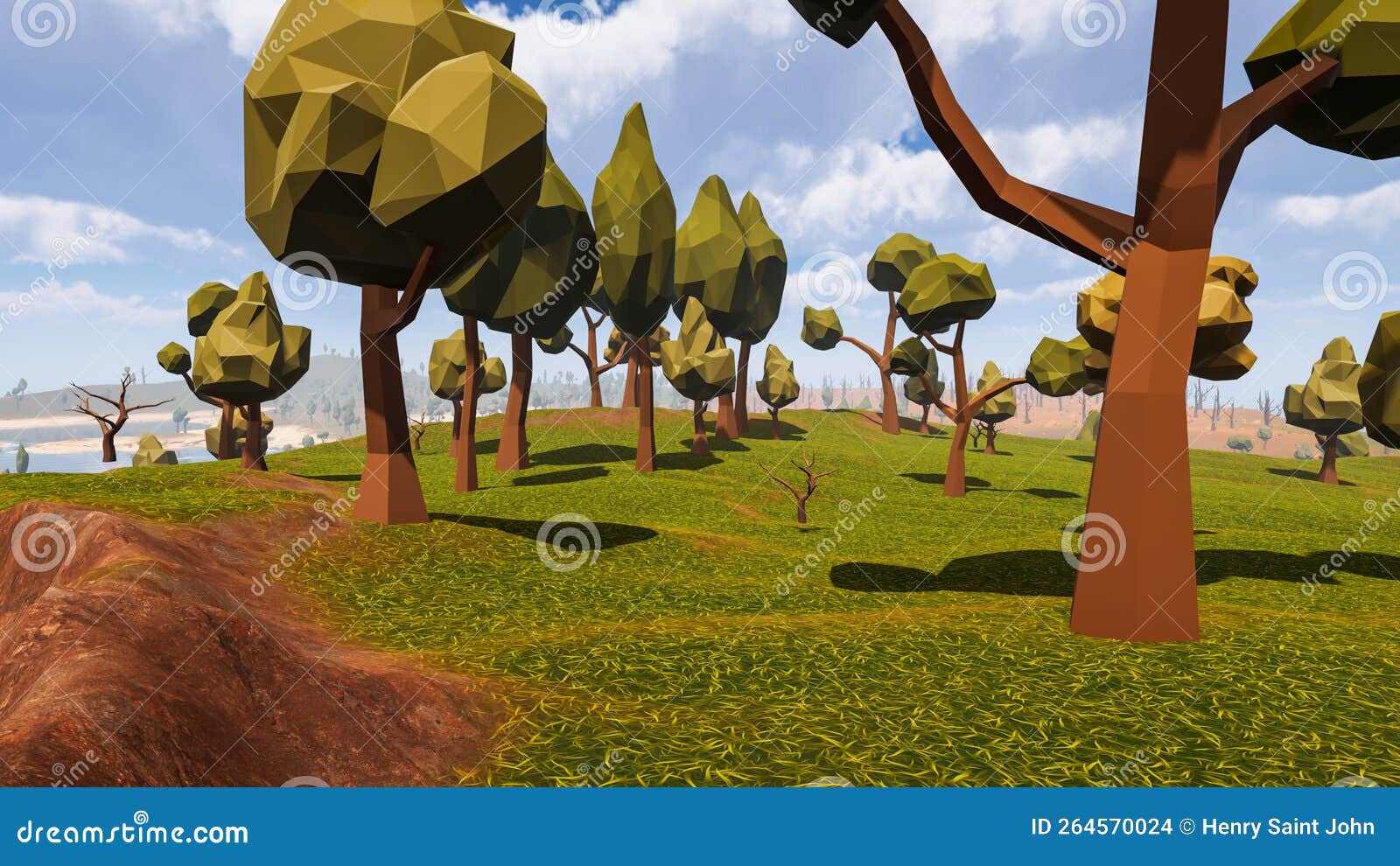 Forest Landscape of a Natural and Virtual Environment Design 3d Render ...