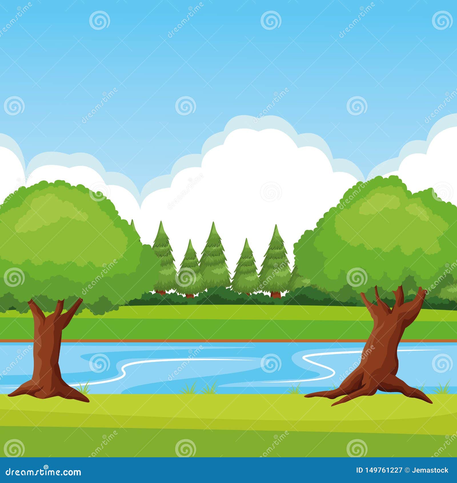 Cartoon River Waterfall. Vector Illustration | CartoonDealer.com #200631578
