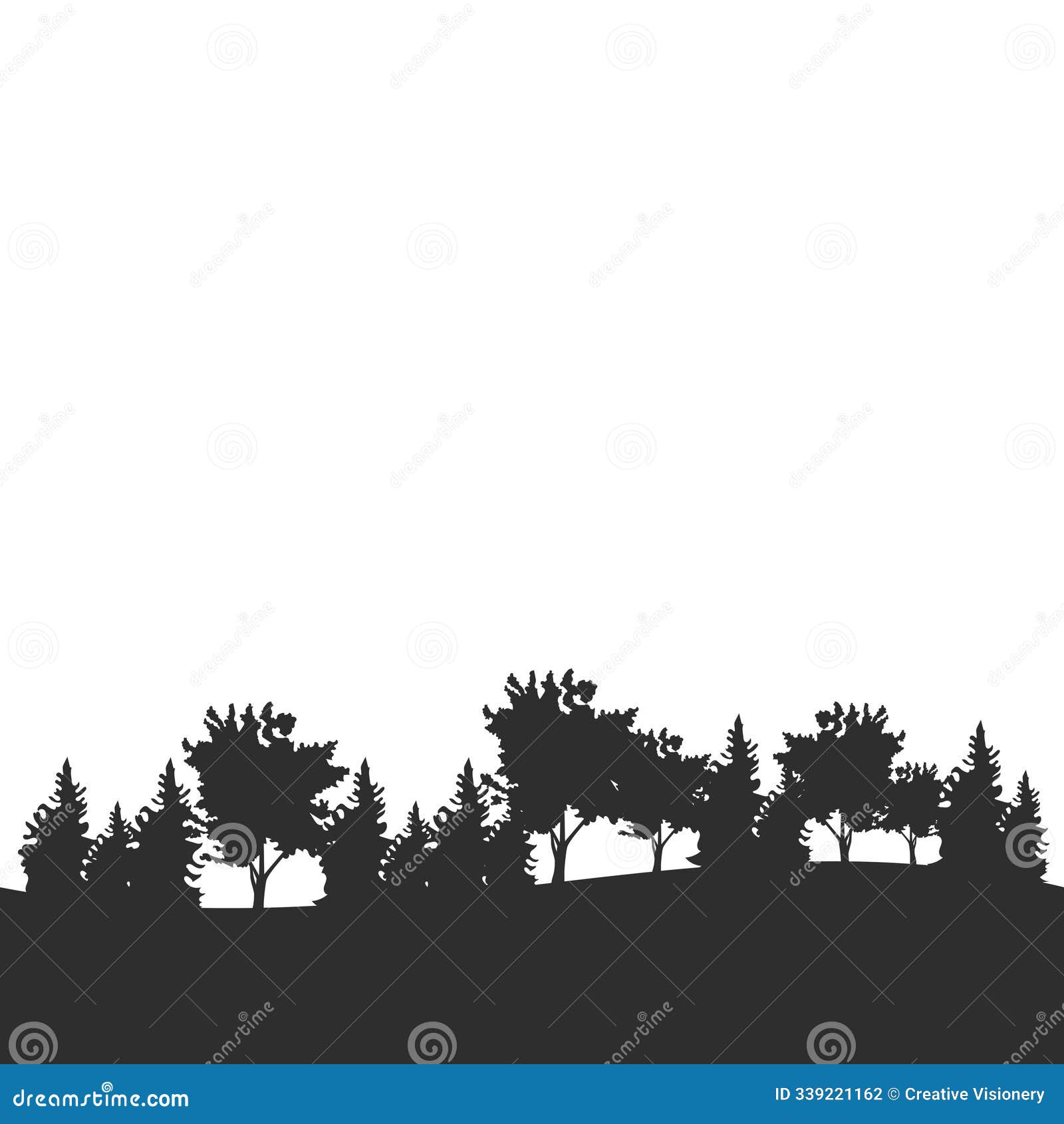 Flat Forest Landscape Silhouette Stock Vector - Illustration of footer ...