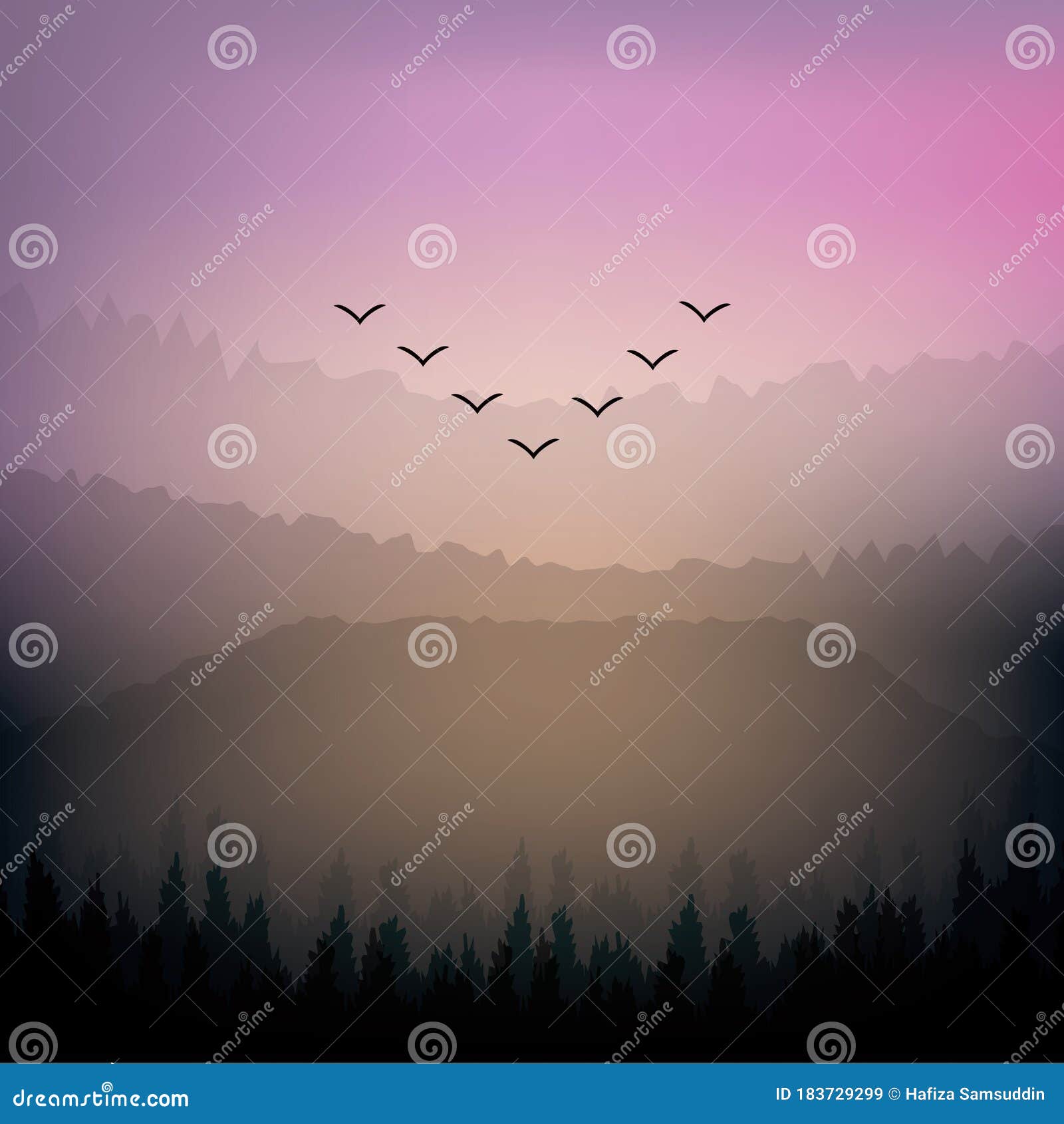 Forest Landscape. Vector Illustration Decorative Background Design ...