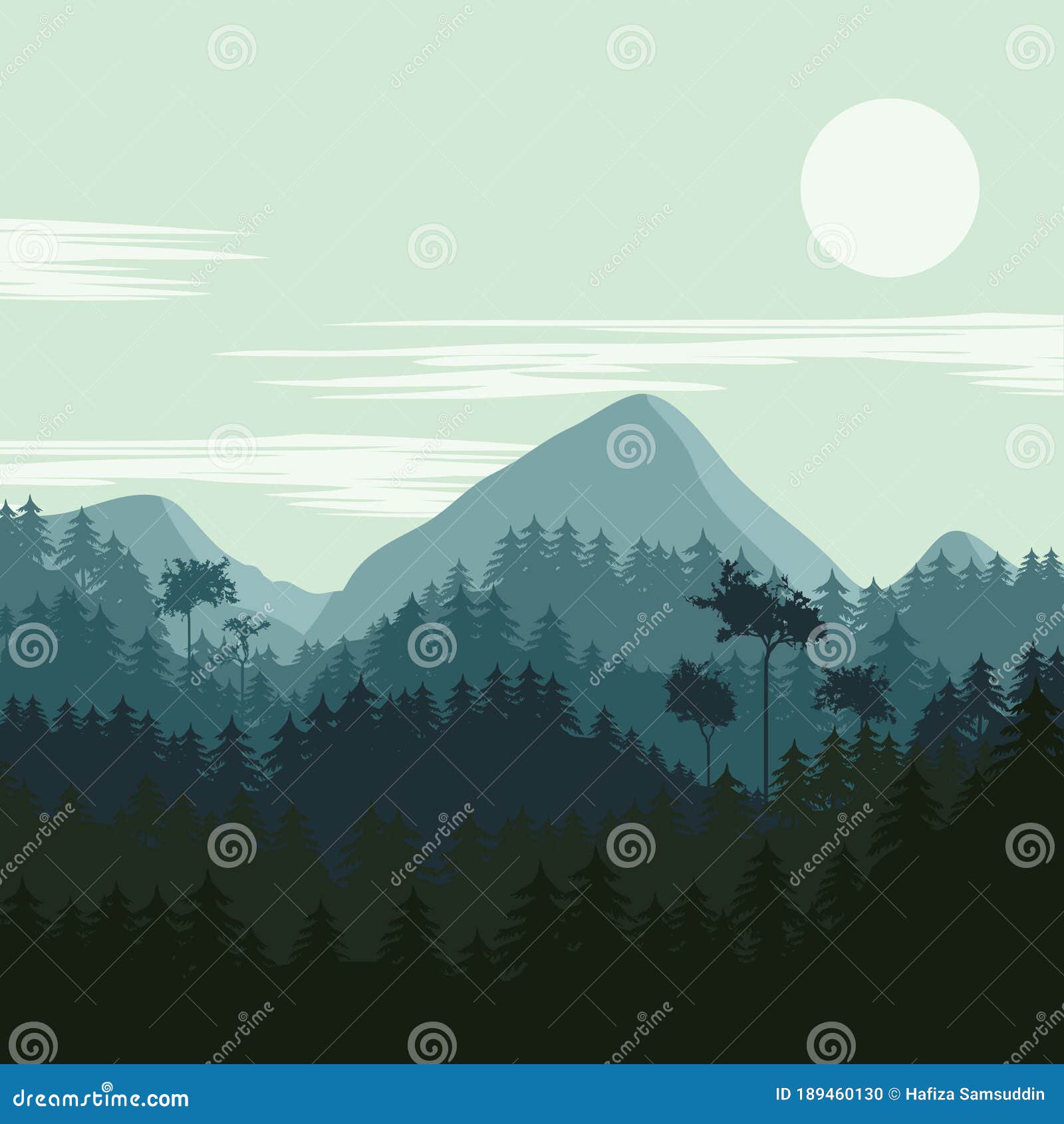 Forest Landscape. Vector Illustration Decorative Design Stock Vector ...