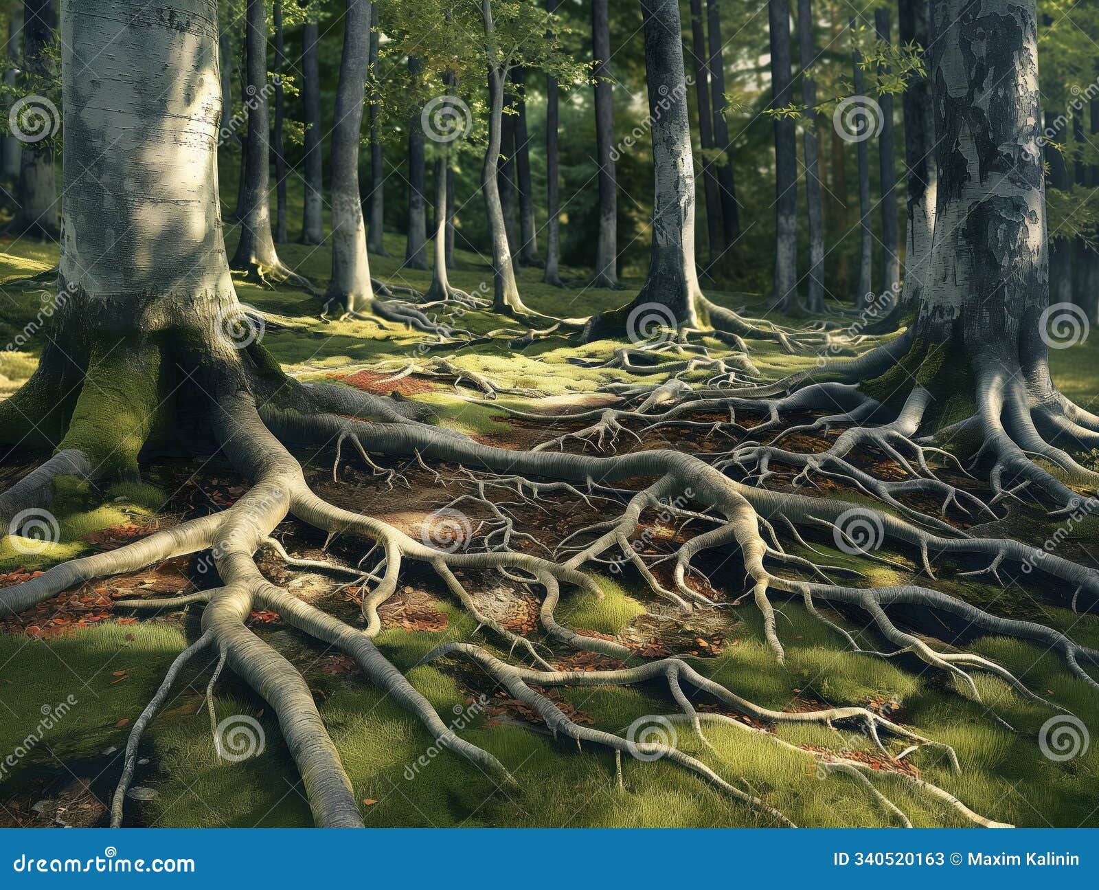 A Forest with a Large Tree Trunk that Has Many Roots Coming Out of it ...