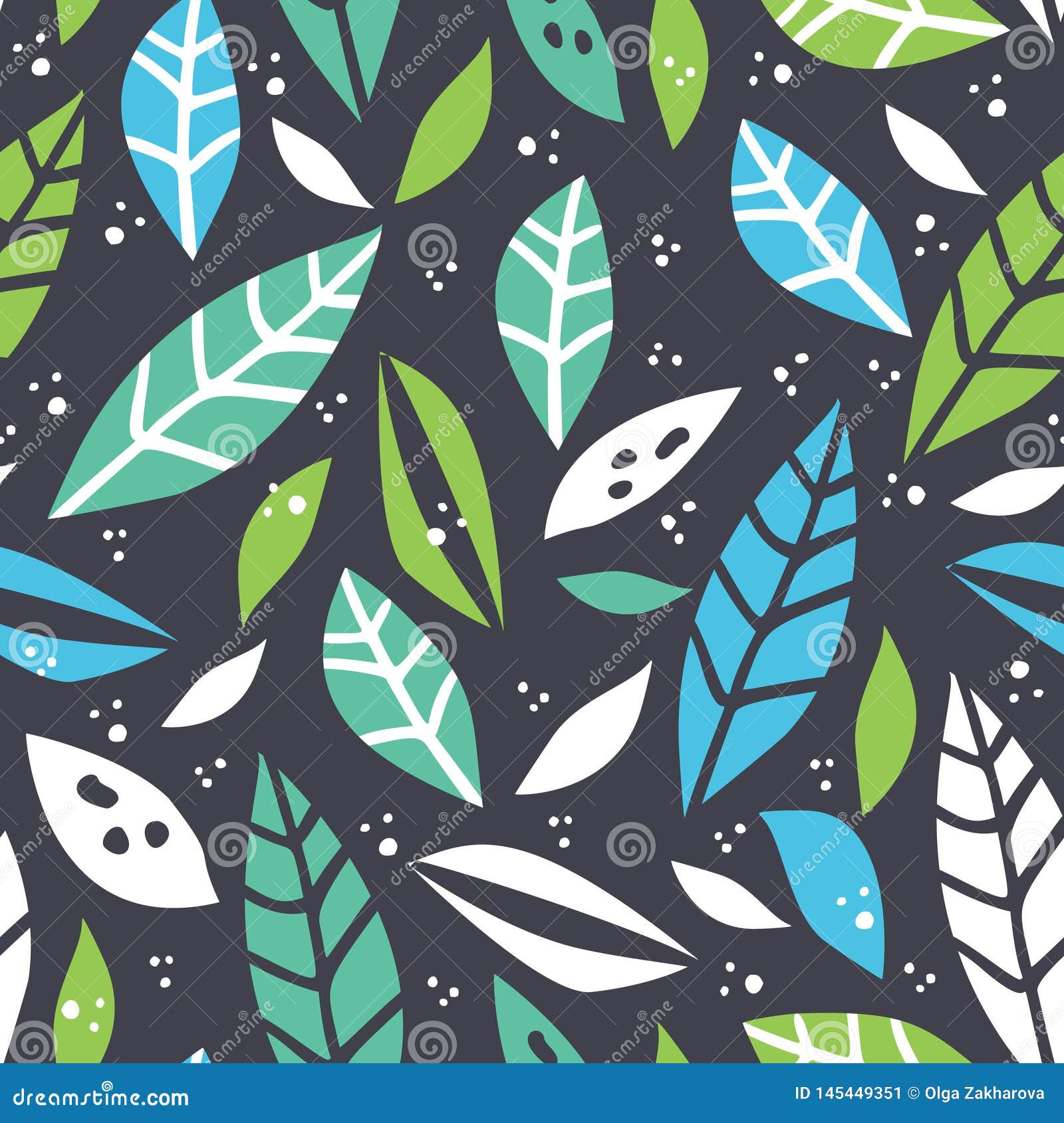 Forest Leaf Hand Drawn Colorful Seamless Pattern Stock Vector ...