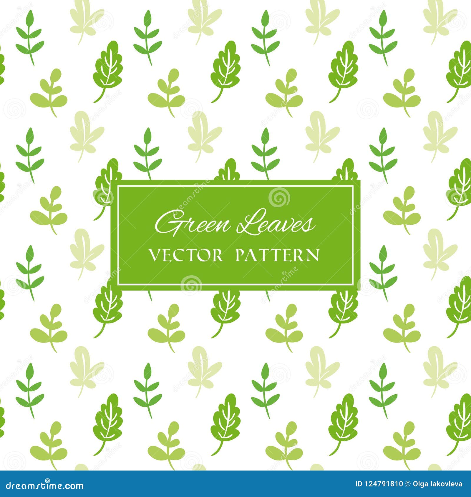Forest Leaves Doodle Background in Green Color Stock Vector ...