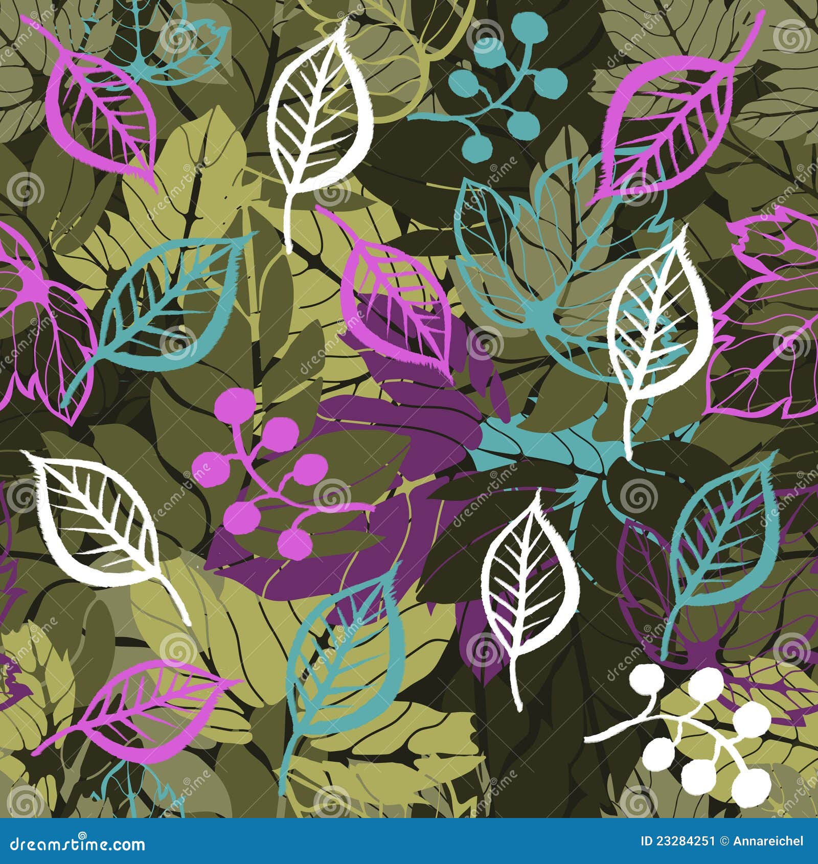 Forest Leaves Seamless Pattern Stock Vector - Illustration of nature ...