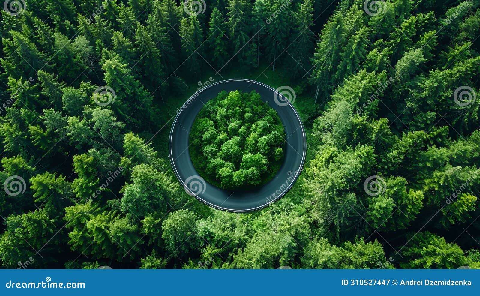 Forest-like Roundabout in Belgium. Circular Road Enclosed in Trees ...