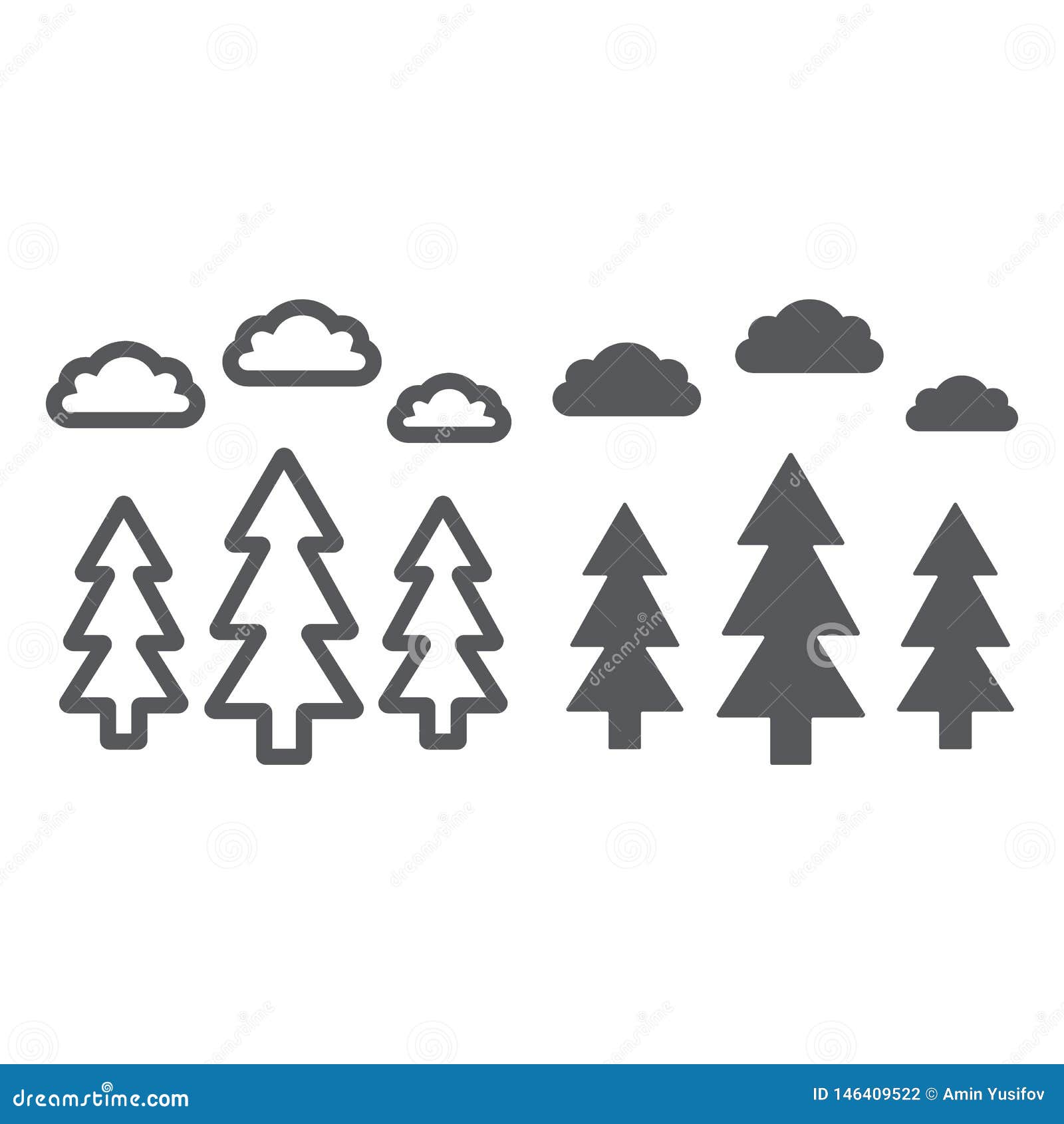 Forest Line and Glyph Icon, Park and Nature, Trees Sign, Vector ...