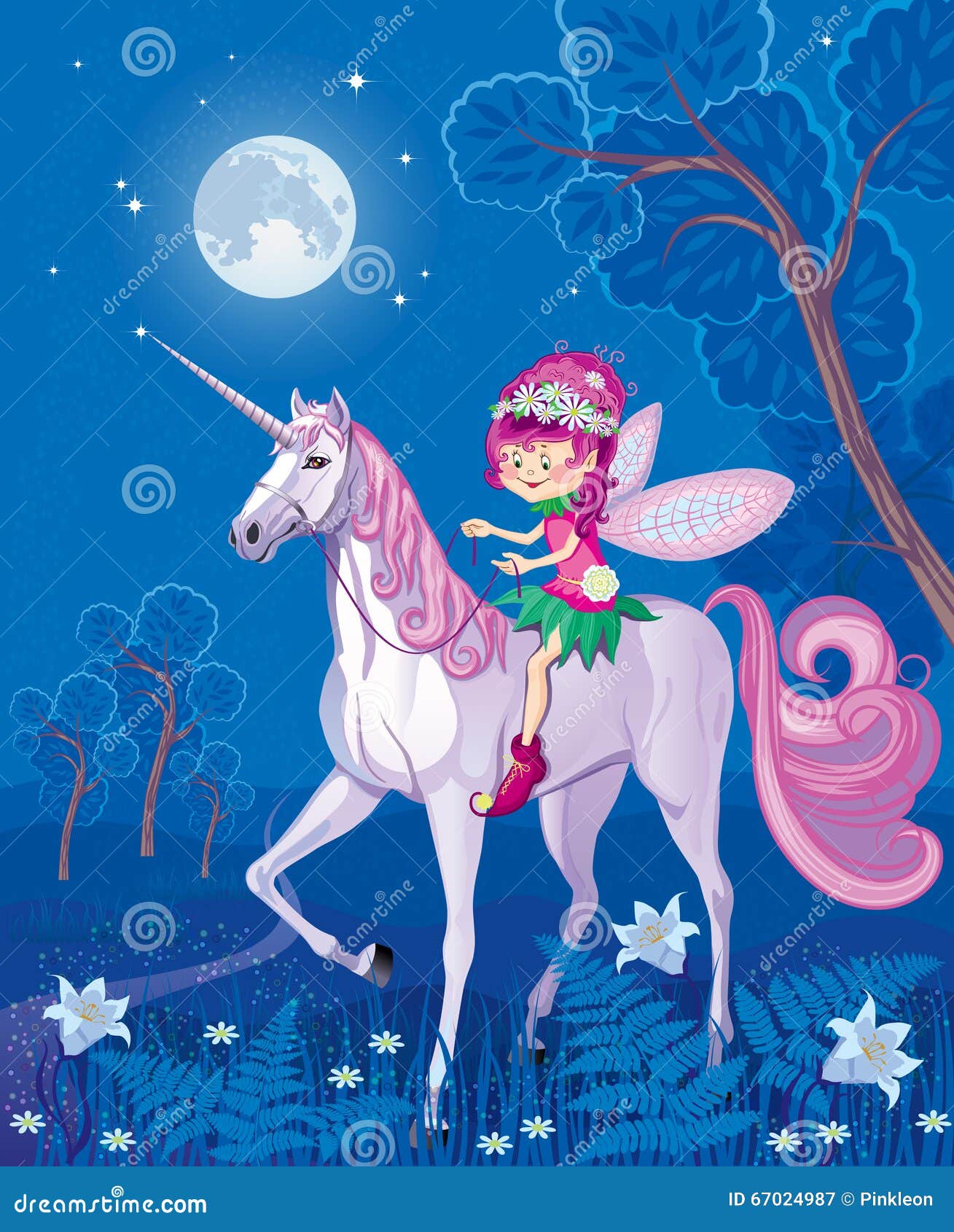 Fairy Riding In Unicorn Colored Cartoon | CartoonDealer.com #248982423
