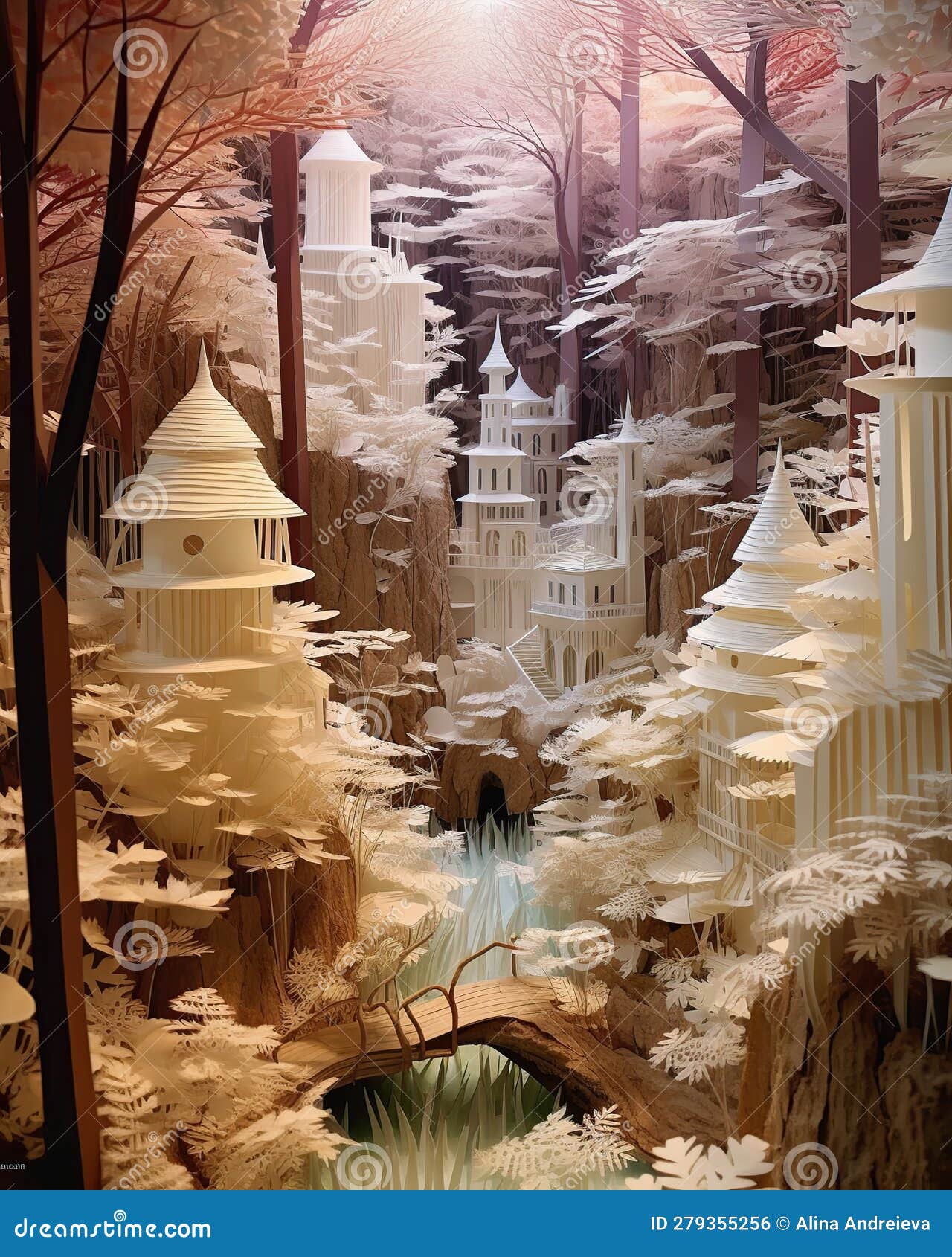 Forest Made Entirely Out of Layered Paper Stock Illustration ...