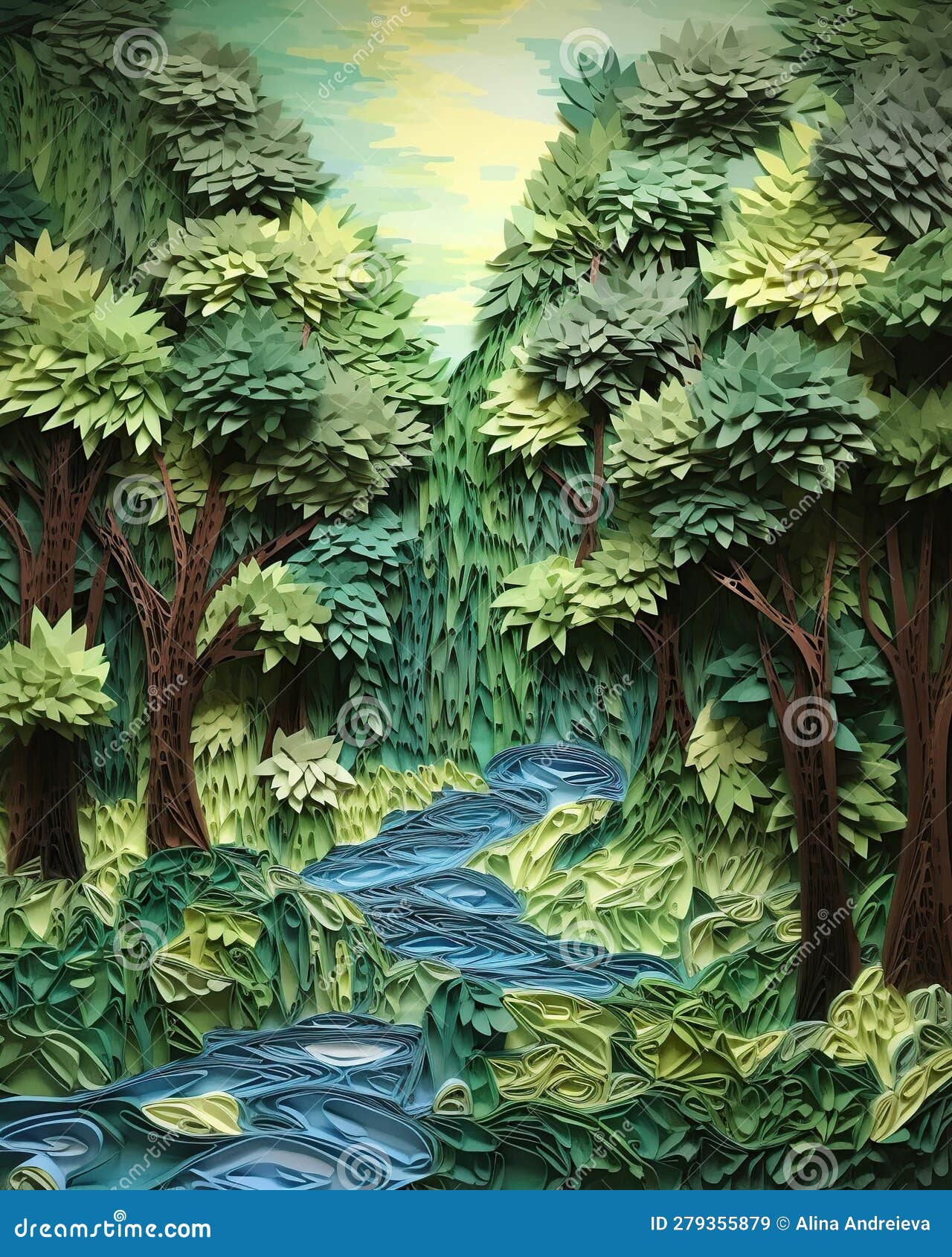 Forest Made Entirely Out of Layered Paper Stock Illustration ...