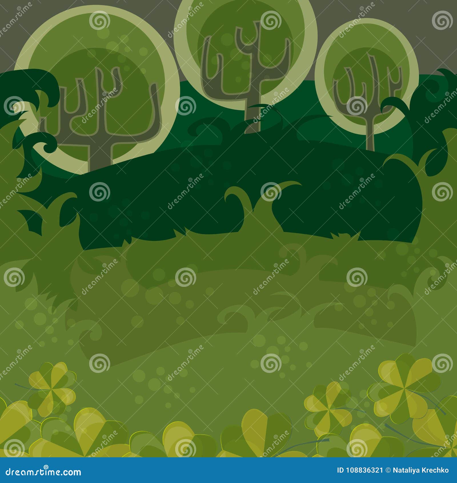 Forest of Magic Trees. Seamless Vector Stock Vector - Illustration of ...
