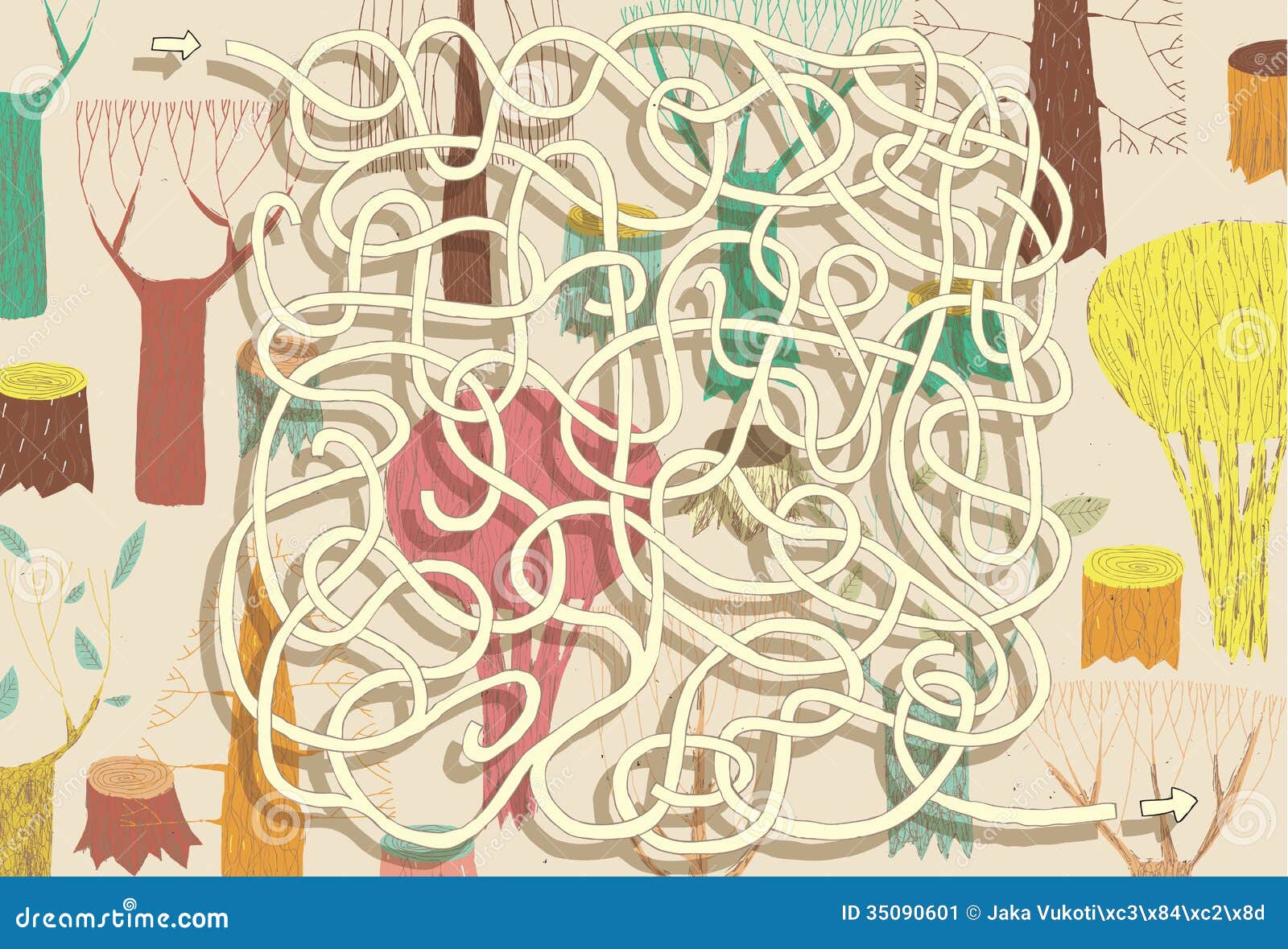 Forest Maze Game. Solution in Hidden Layer! Stock Vector - Illustration ...