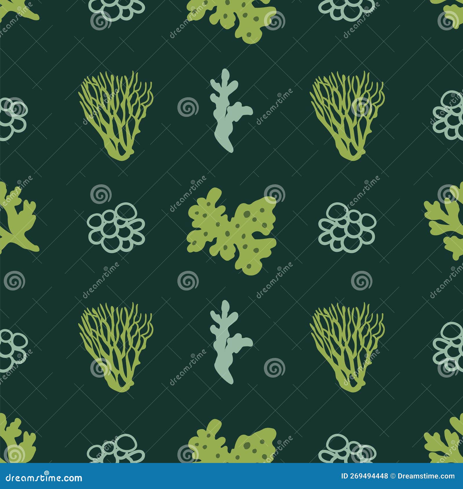 Forest Moss Seamless Pattern. Green Lichens Repeat Background ...